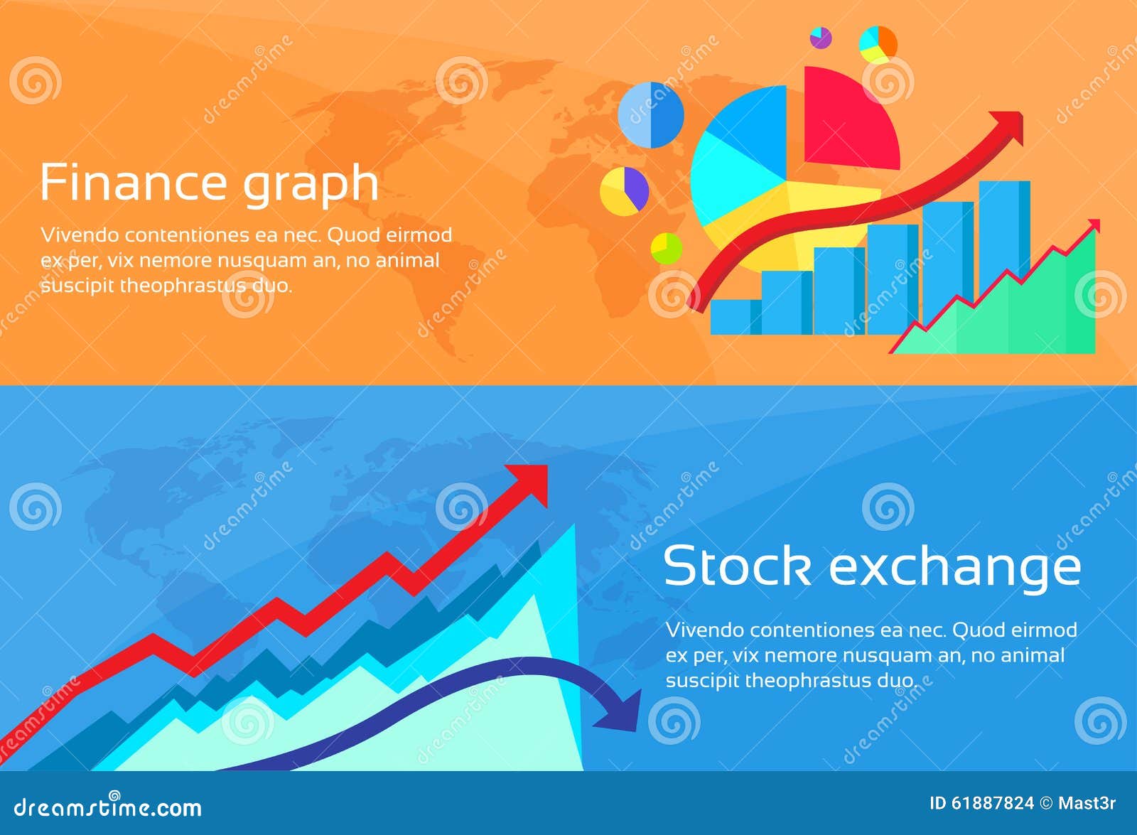 Finance Graph Stock Exchange Chart Web Banner Set Stock Vector ...