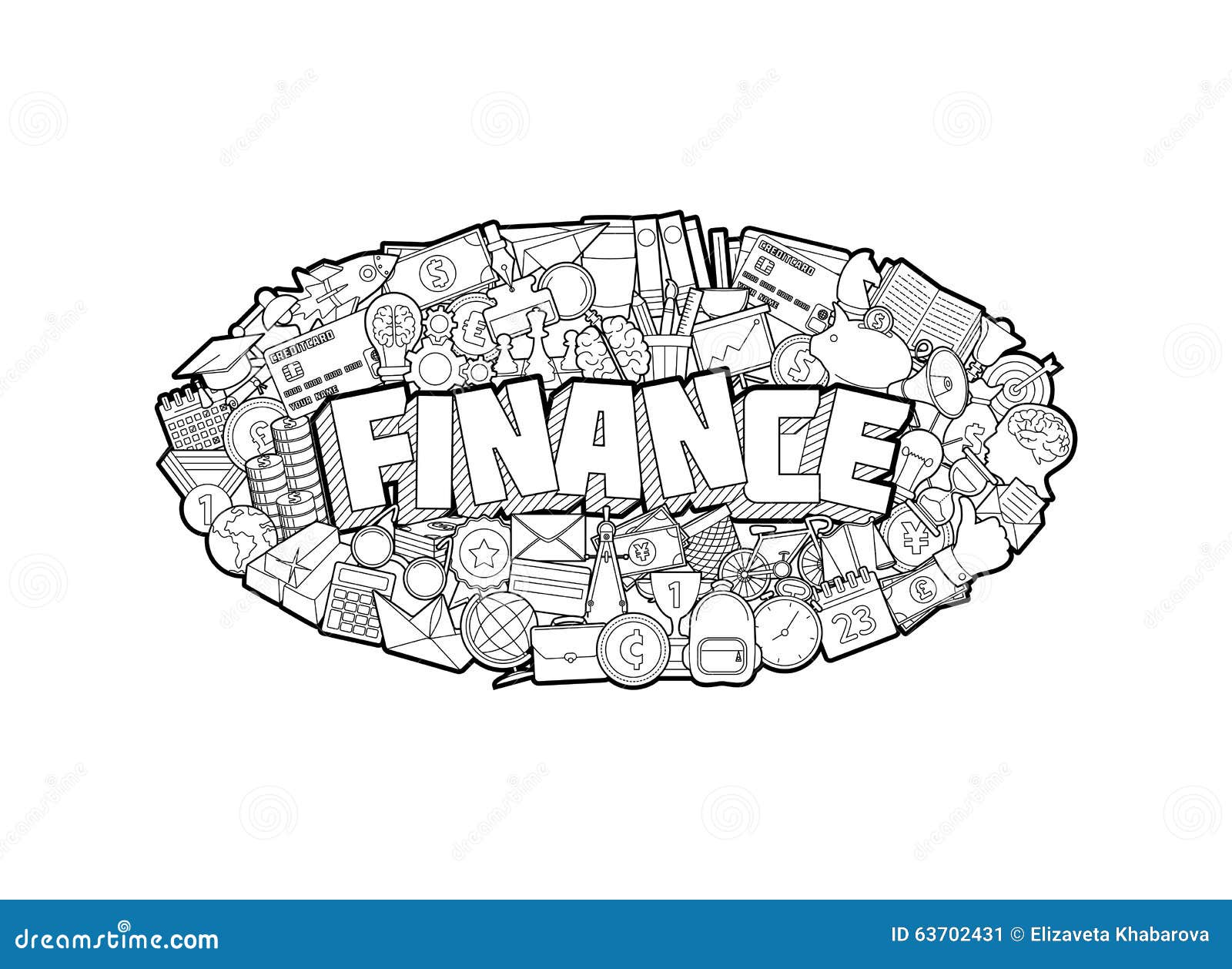 Finance - Hand Lettering and Doodles Elements Sketch. Vector ...