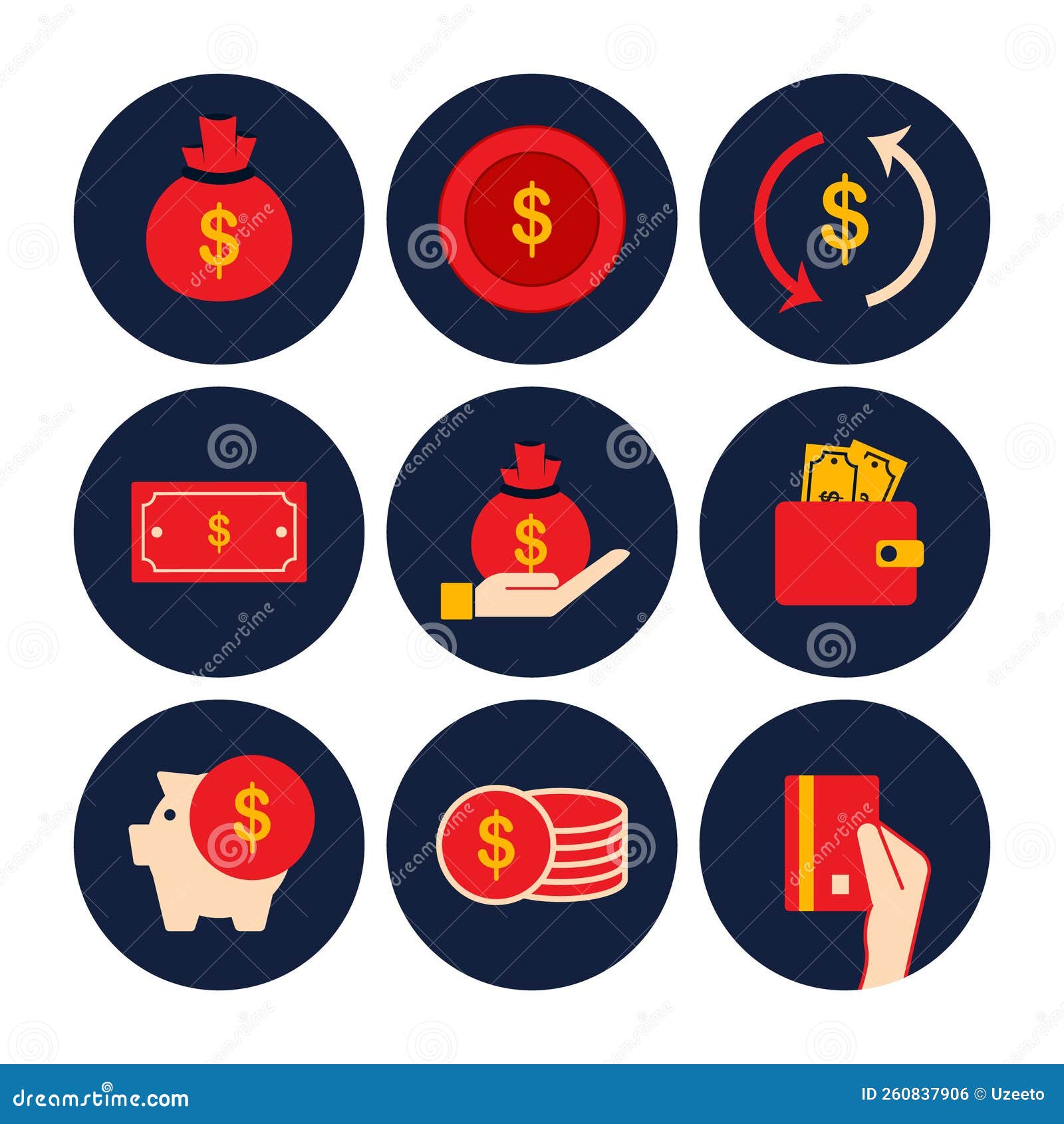 Finance Icon Set Solid Style Vector Illustration Stock Vector ...