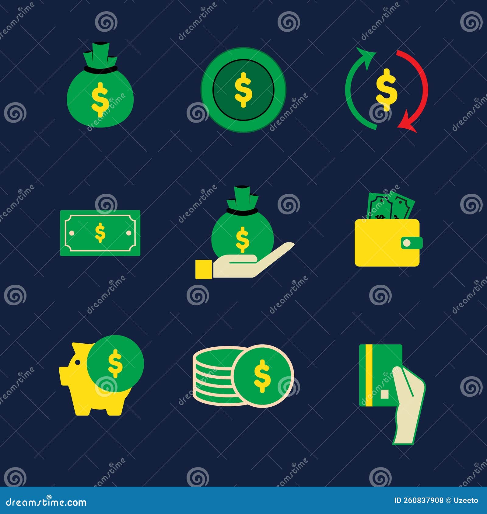 Finance Icon Set Solid Style Vector Illustration Stock Vector ...