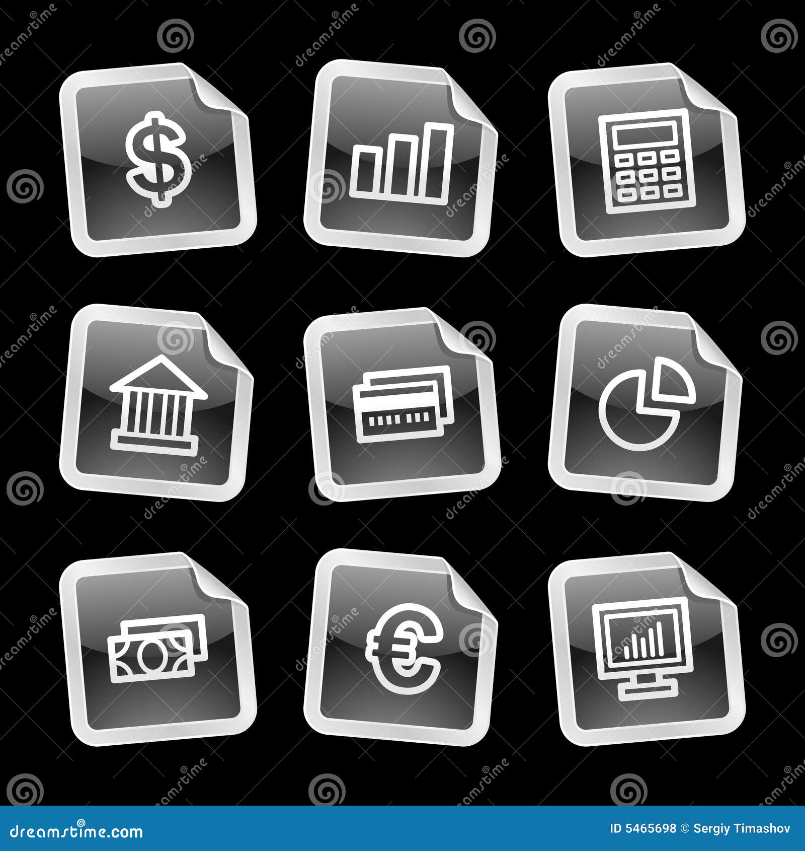 Finance Icons, Black Sticker Stock Vector - Illustration of icon, icons ...