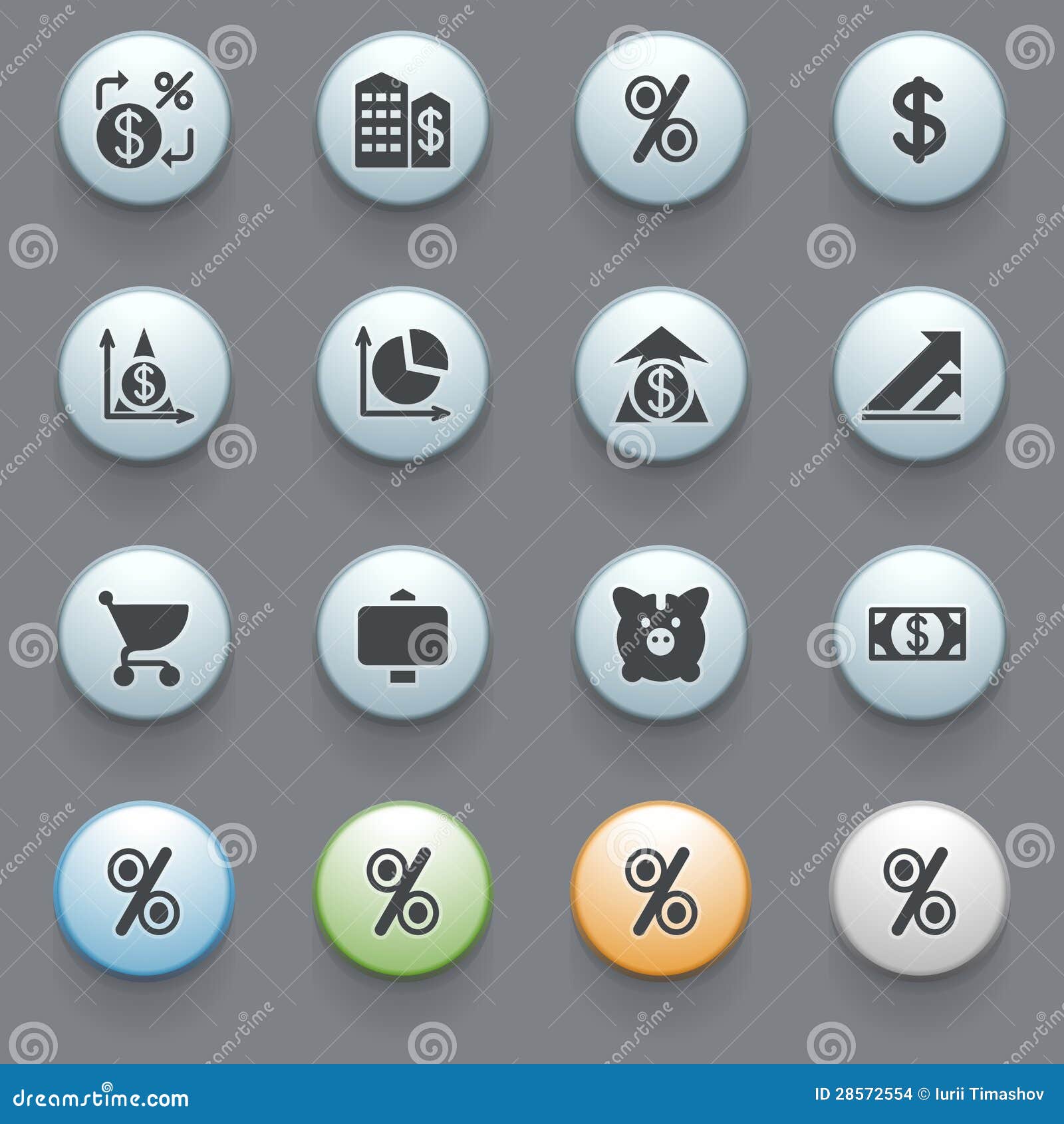 Finance Icons on Gray Background. Stock Vector - Illustration of black ...