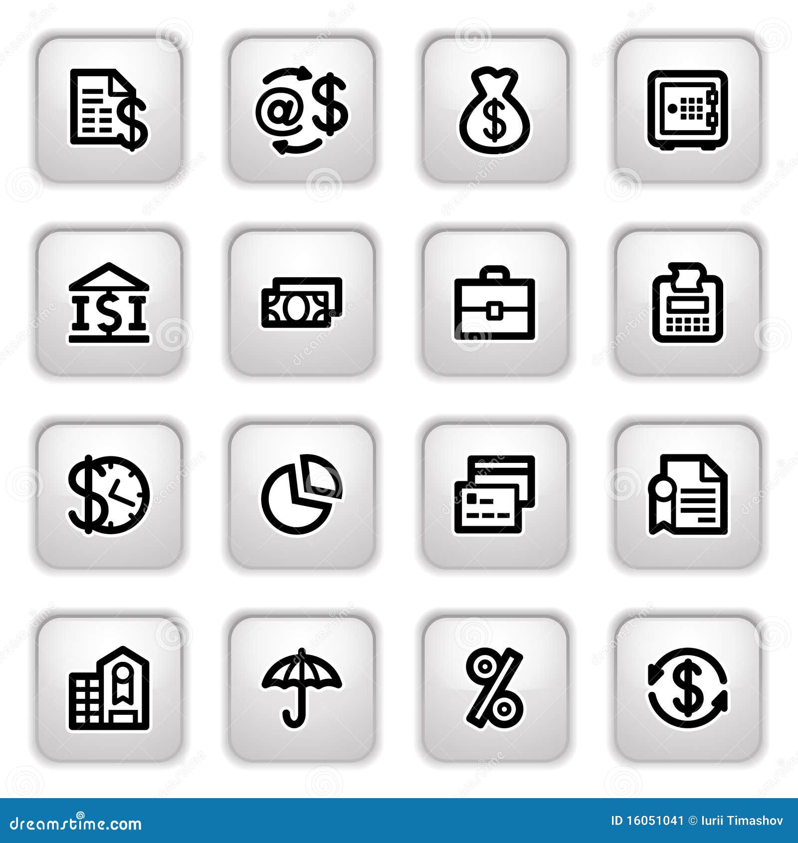 Finance Icons on Gray Buttons. Stock Vector - Illustration of invest ...