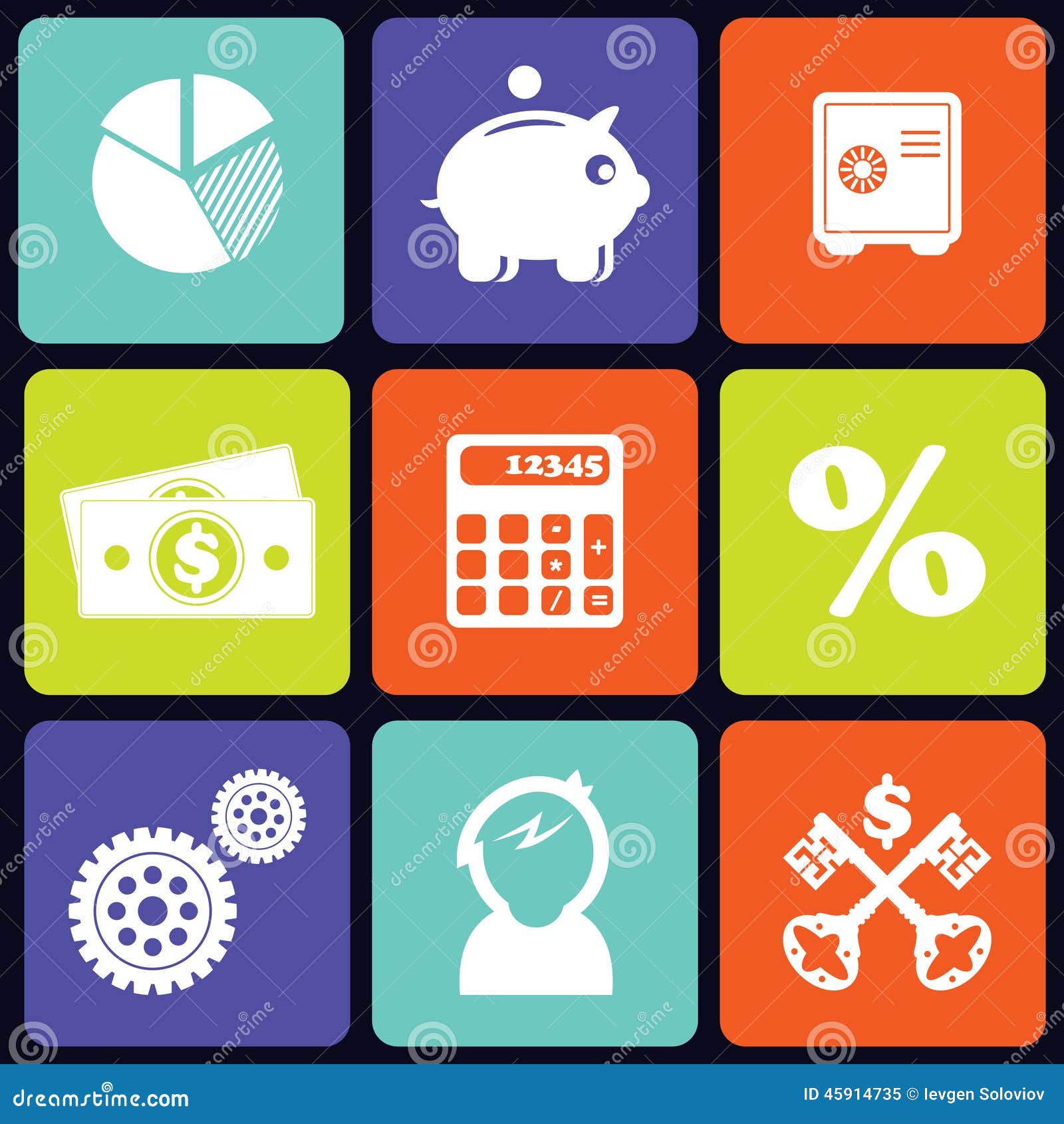 Finance icons square stock vector. Illustration of credit - 45914735