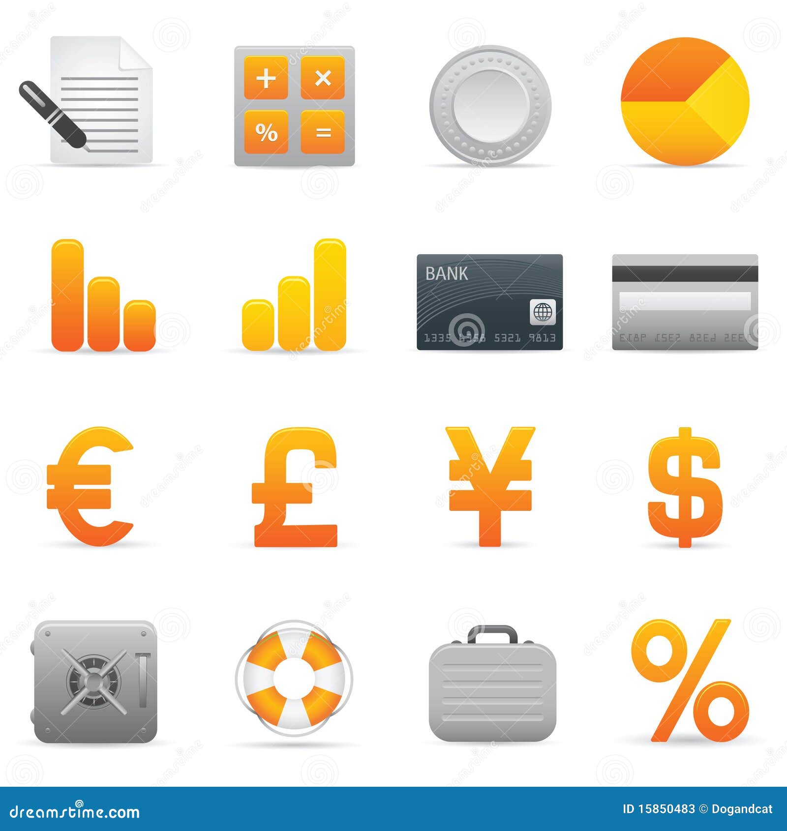 Finance Icons | Yellow 04 stock vector. Illustration of graphics - 15850483