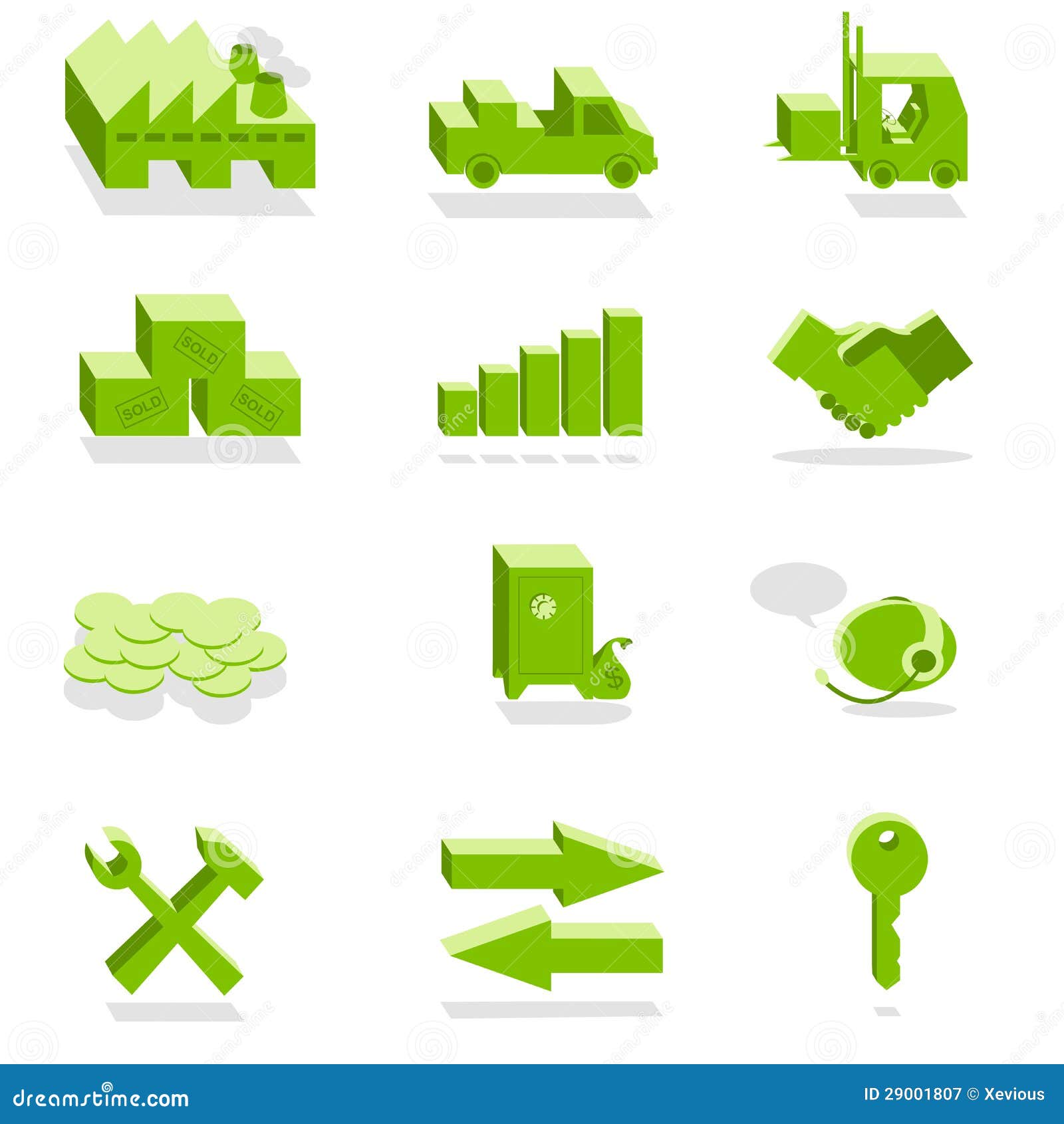 Finance and Industry Green Icons Stock Illustration - Illustration of ...