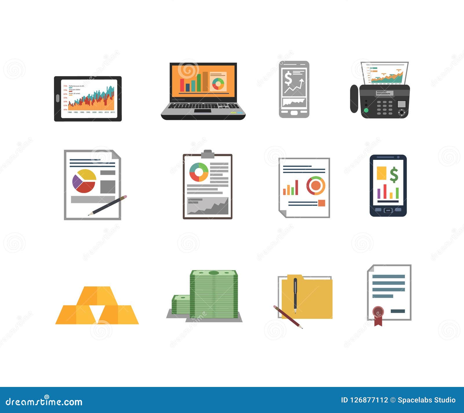 Finance Infographic Icon Pack Stock Illustration - Illustration of ...