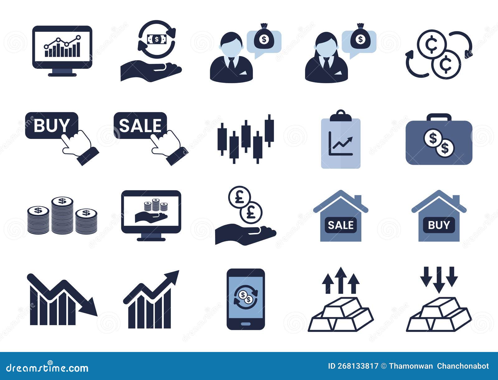 Finance and Investment Flat Icon Element Set Stock Vector ...
