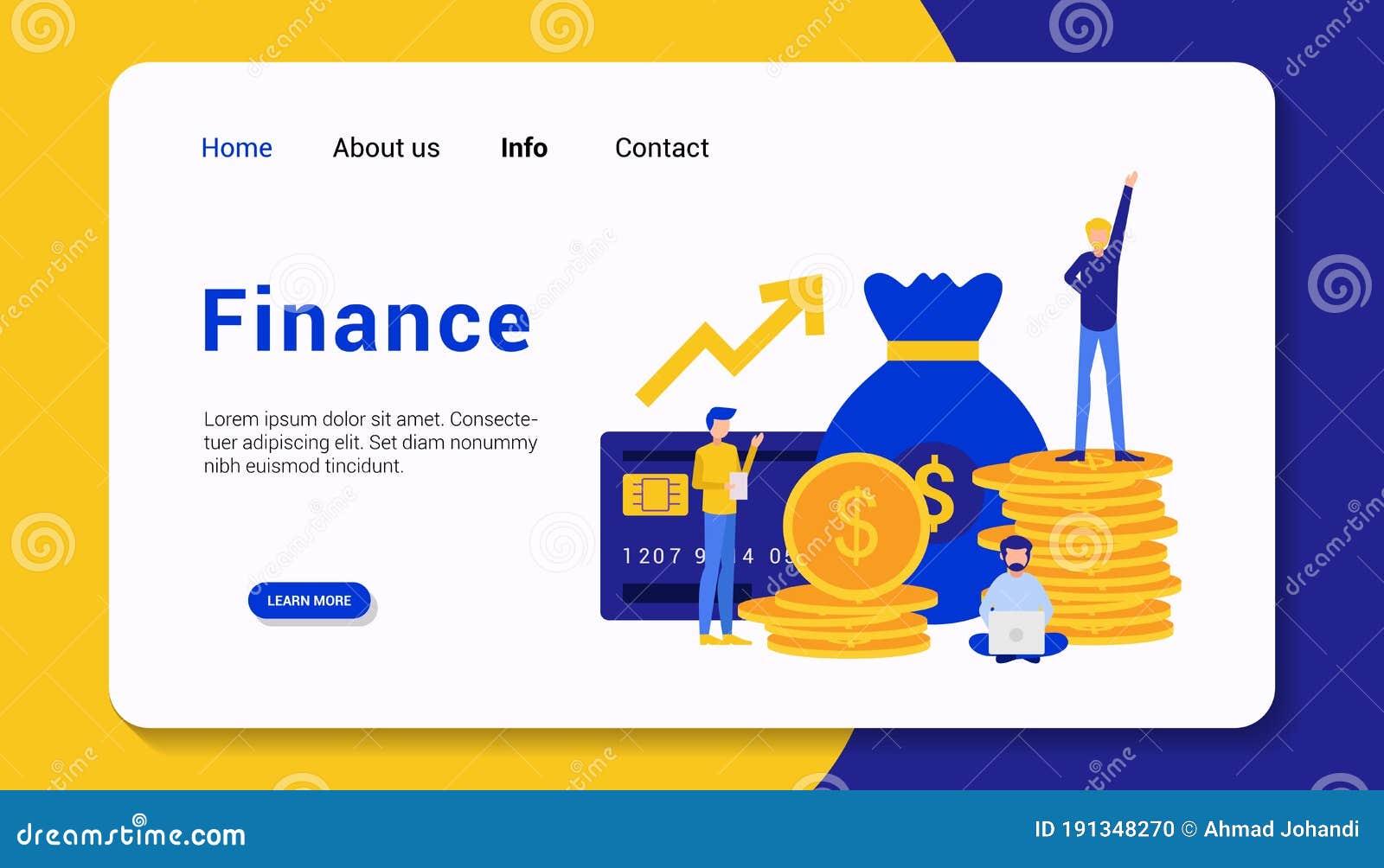 Finance Landing Page Template Graphic Design Illustration Stock Vector ...