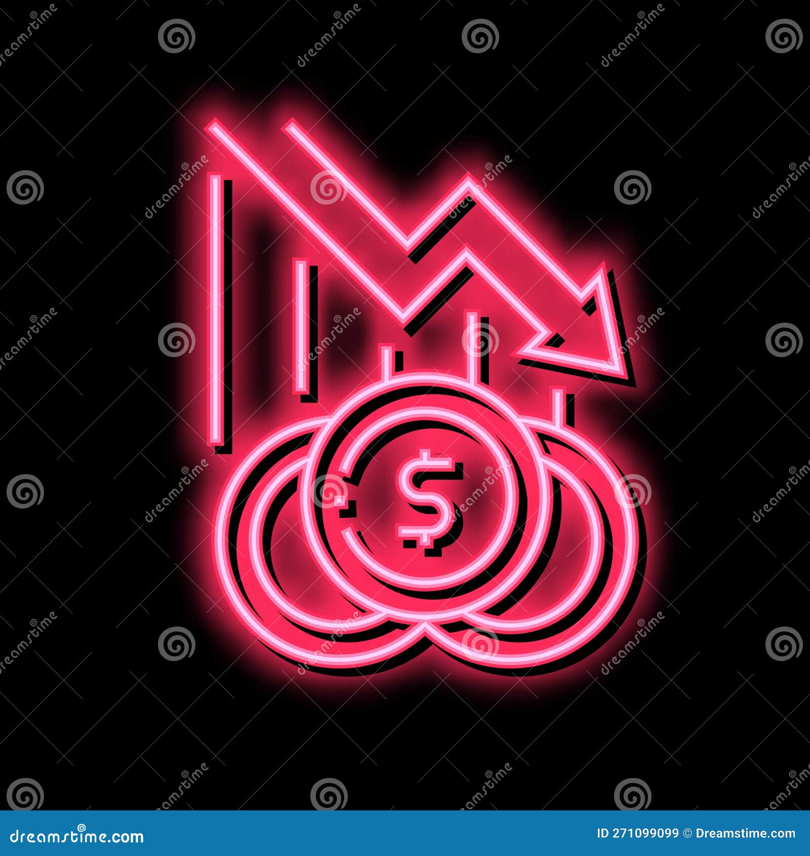 Finance Lost, Poverty Problem Neon Glow Icon Illustration Stock Vector ...