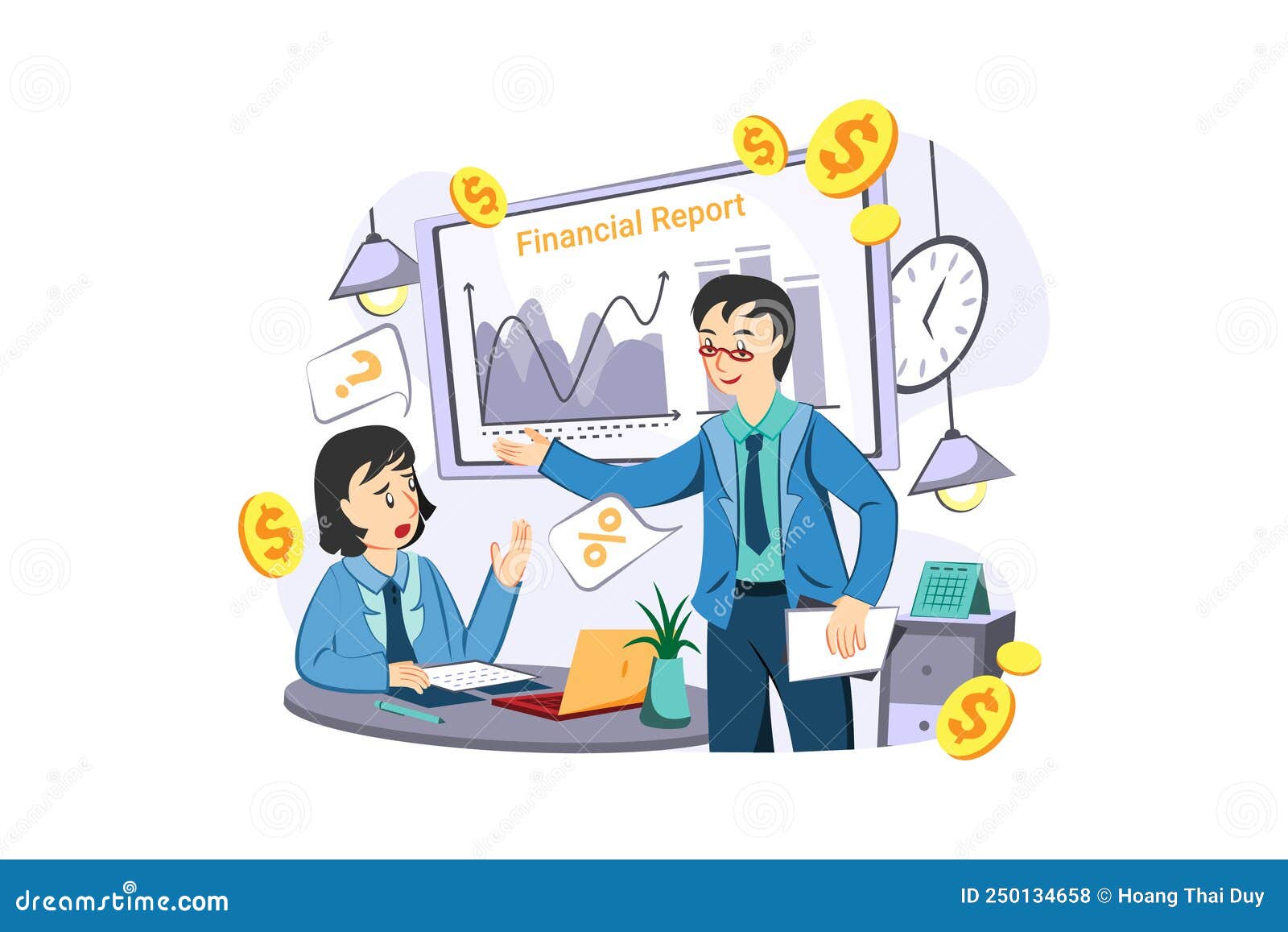 Financial Presentation Illustration Concept. Flat Illustration Isolated ...