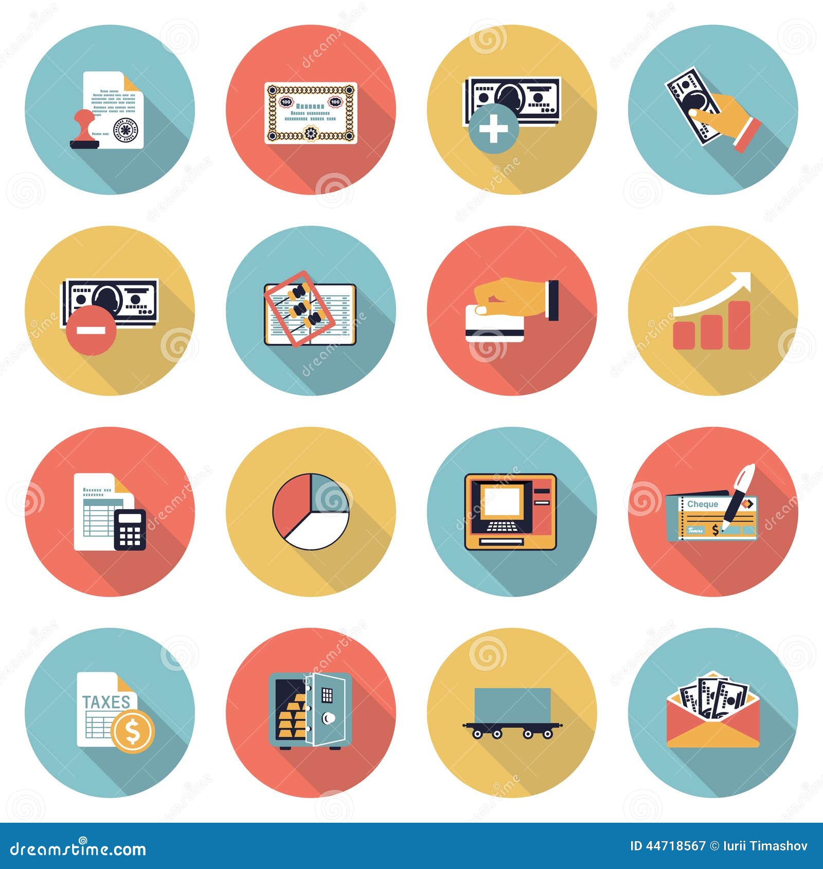 Finance Modern Flat Color Icons. Stock Vector - Illustration of bonds ...