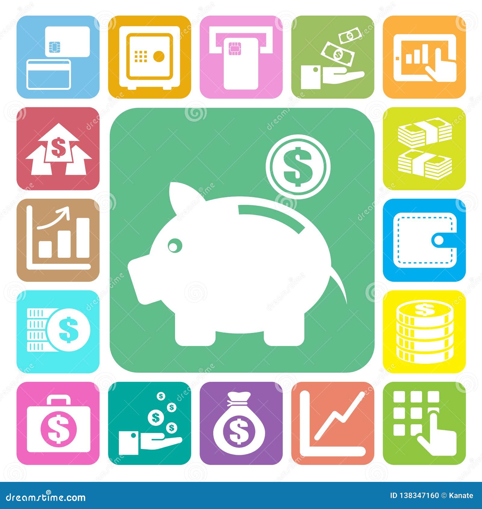 Finance and money icon set stock vector. Illustration of icons - 138347160