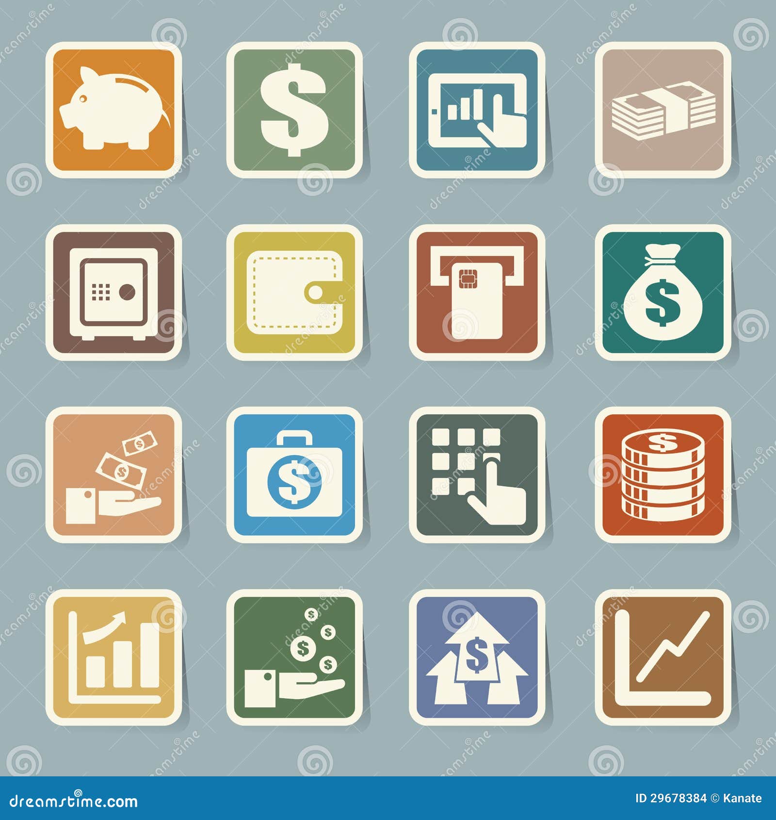 Finance and Money Sticker Icon Set. Stock Vector - Illustration of coin ...