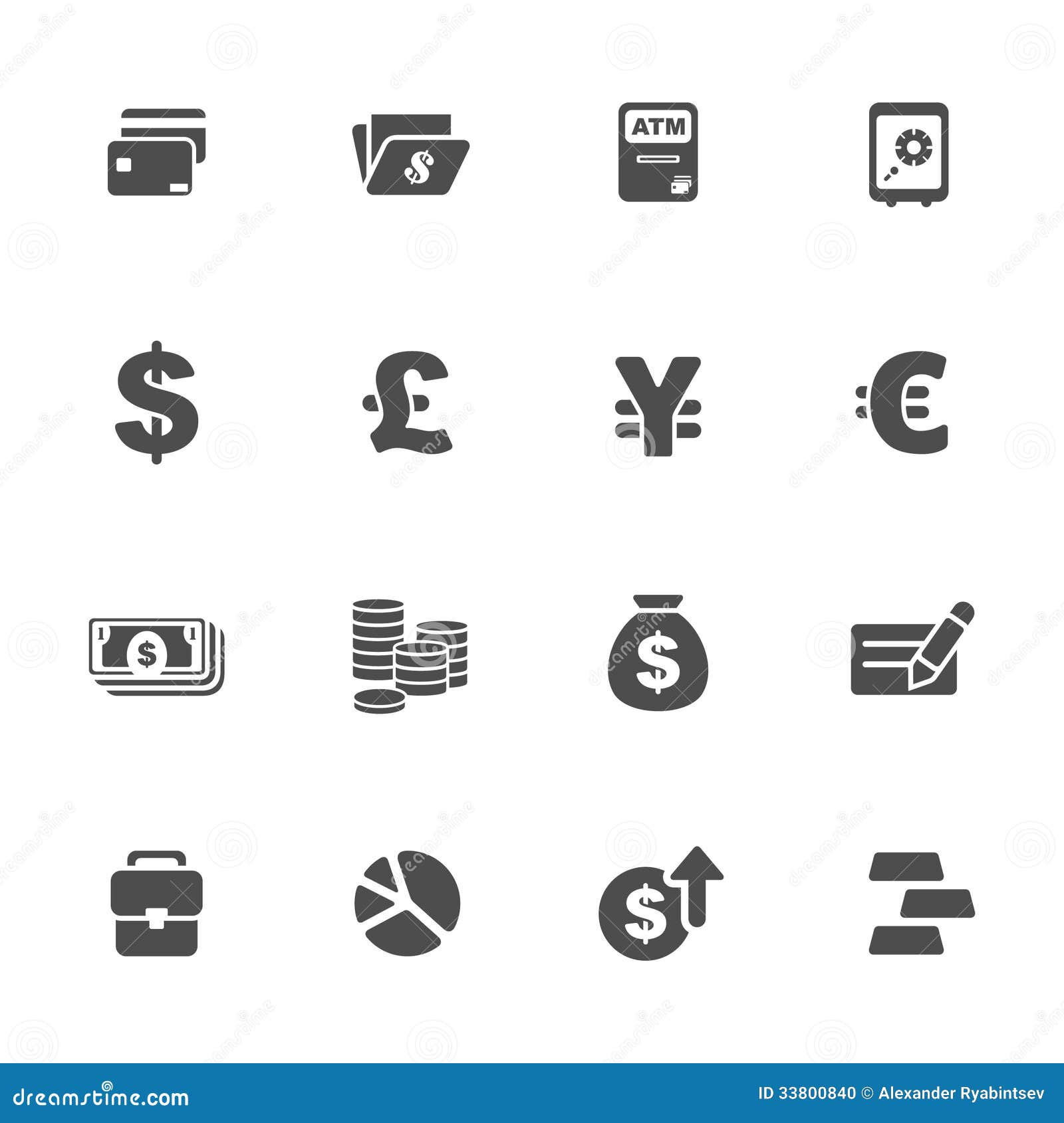 Finance and Money Theme Icons Set Stock Vector - Illustration of note ...