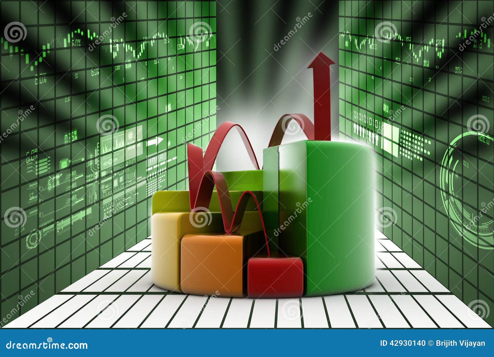 Finance pie and bar chart stock illustration. Illustration of financial ...