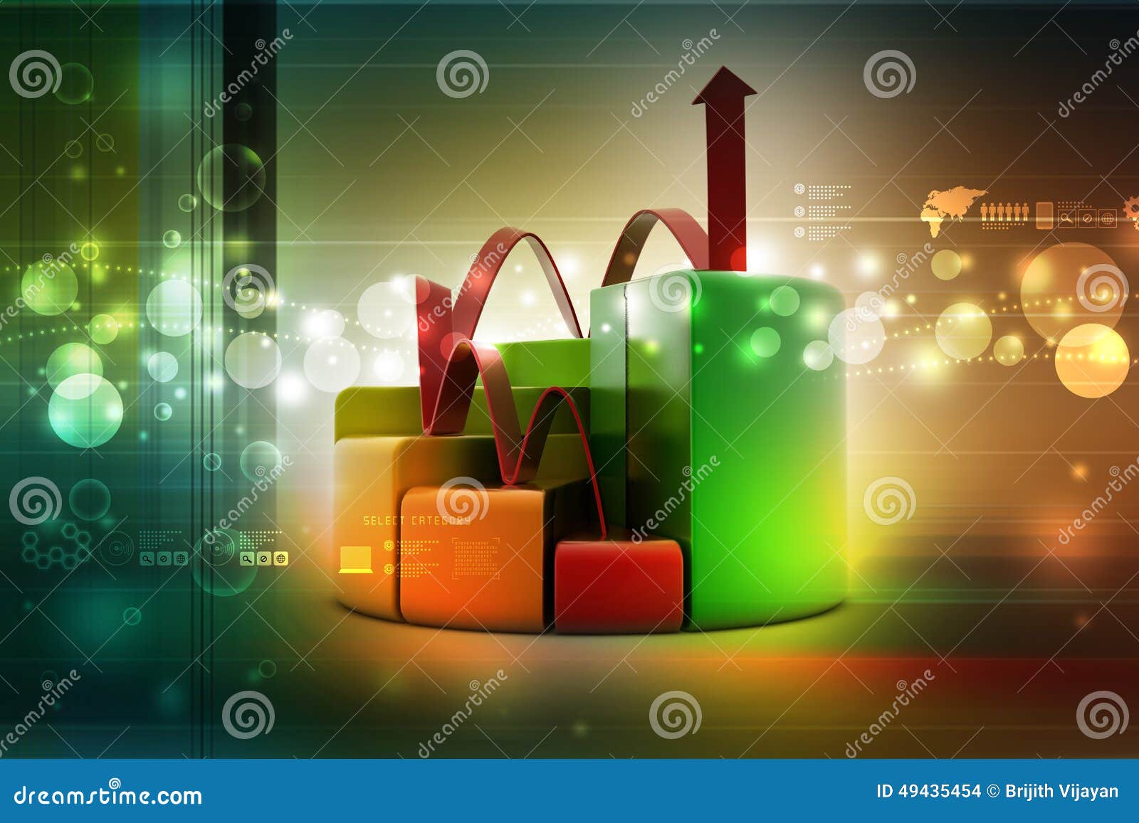 Growing Arrow Graph With Grid Line Background. Showing 3d Arrow Growth ...