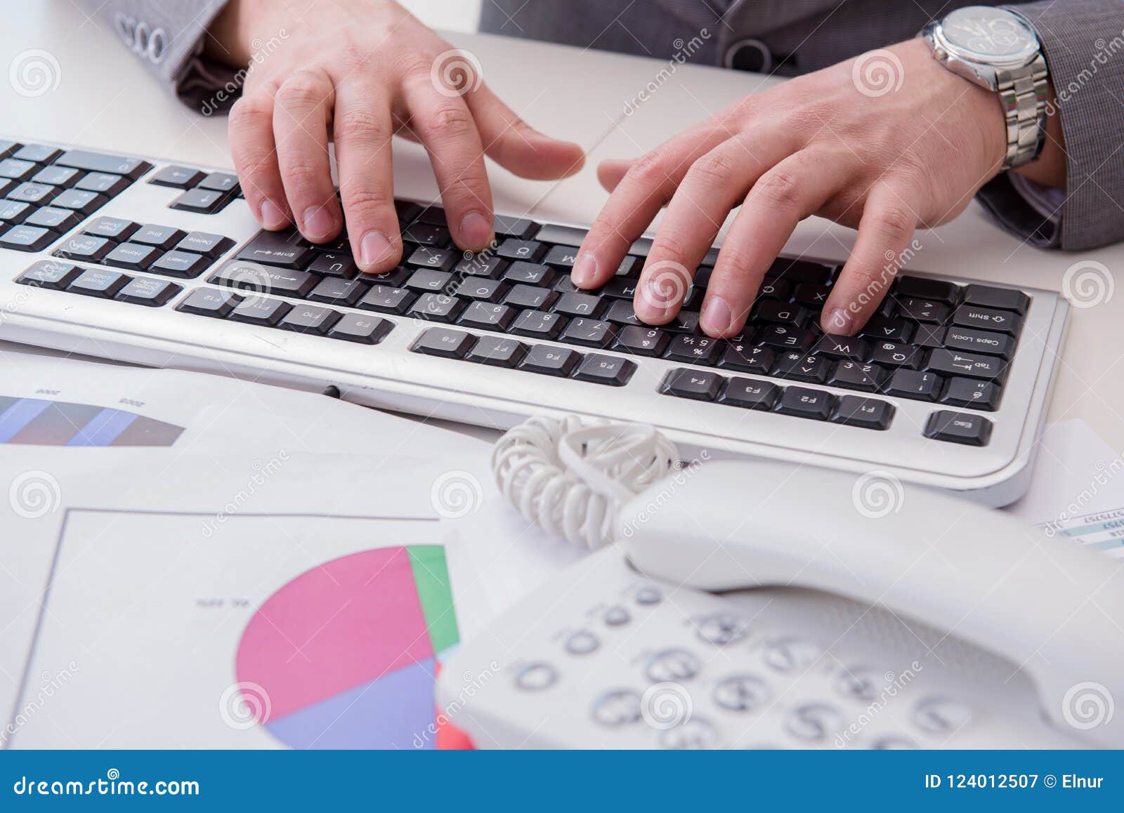 The Finance Professional Working on Keyboard with Reports Stock Image ...