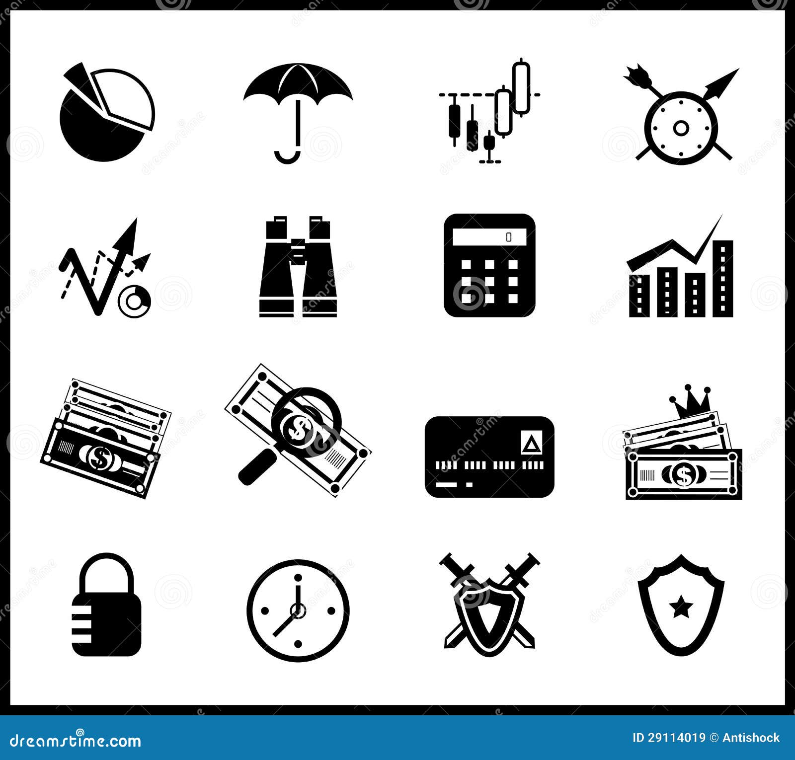 Finance Protection Icon Set Stock Illustration - Illustration of lock ...