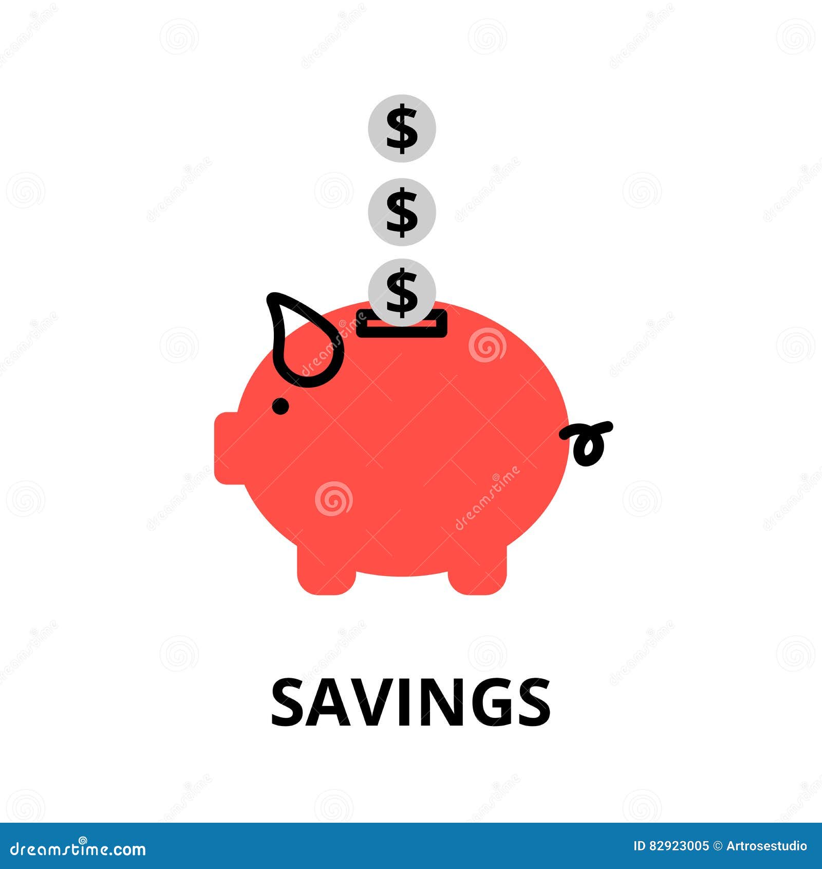 Finance Savings Simple Line Icons. Vector Illustration With Minimal ...
