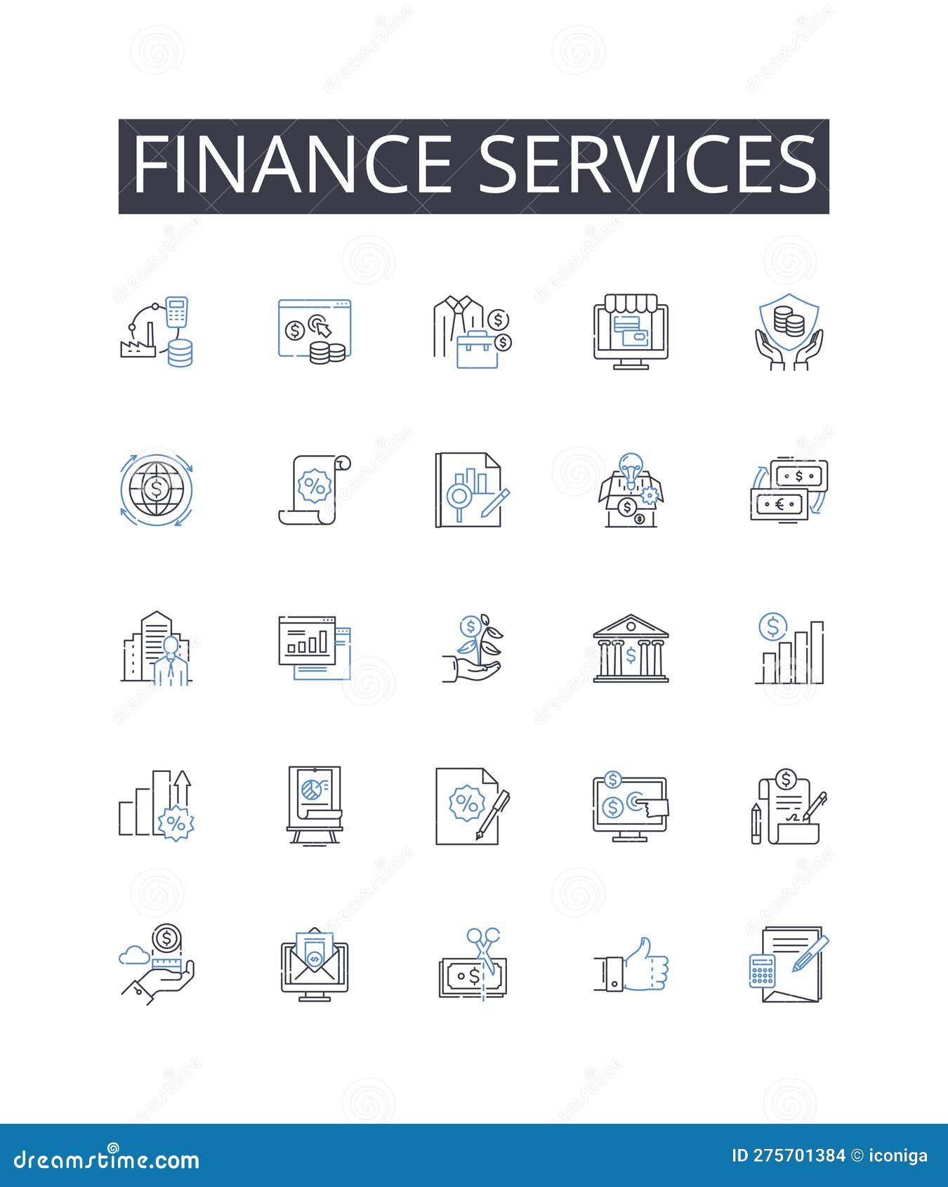 Finance Services Line Icons Collection. Animation, Augmented Reality ...