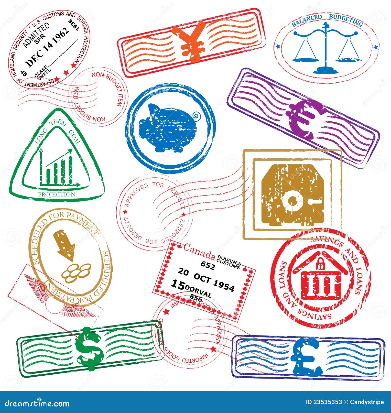 Finance Stamps Icon Set stock illustration. Illustration of ...