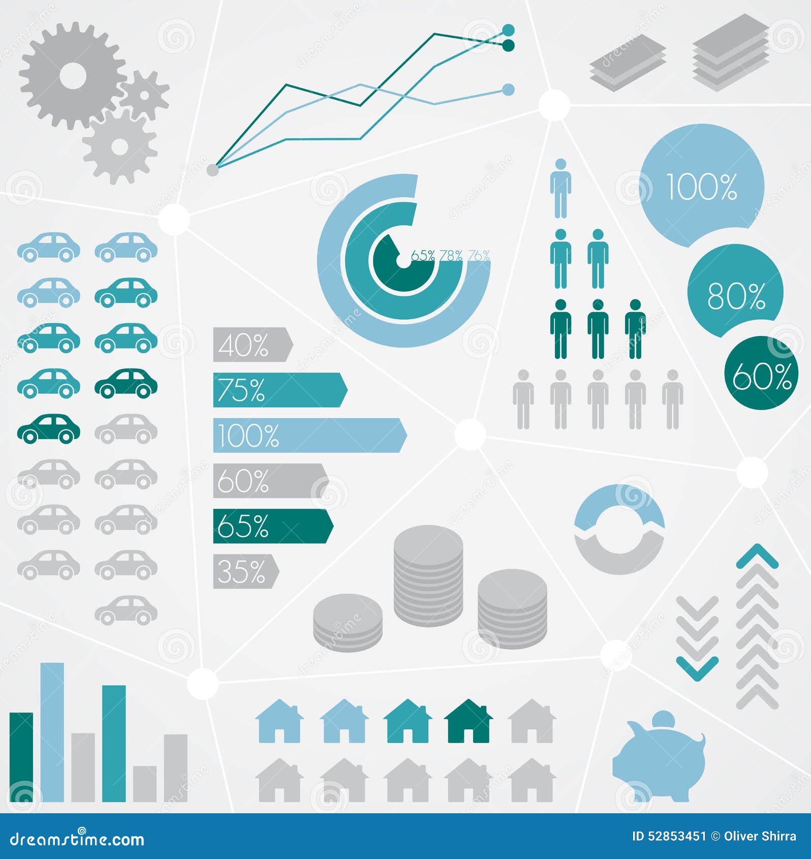 Finance Statistical Info Graphic Set Stock Vector - Illustration of ...