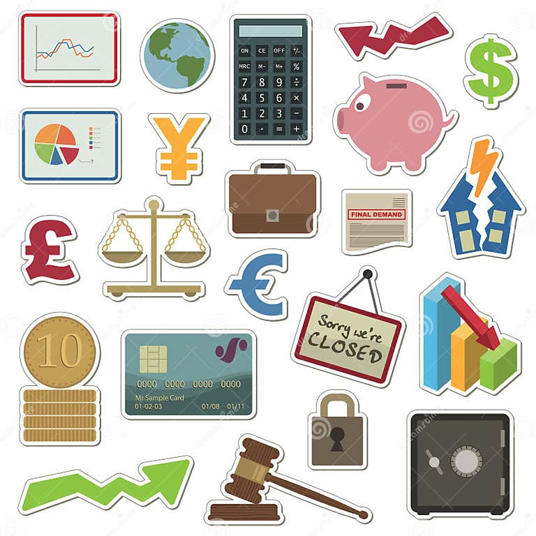 Finance stickers stock vector. Illustration of arrow, card - 9568367