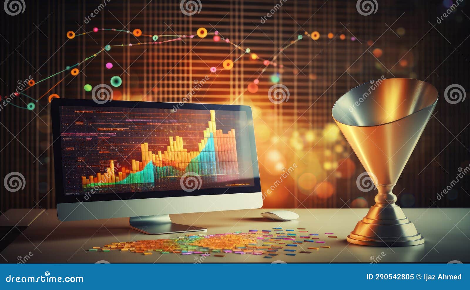 Finance Stock Market Graph on Computer Screen. 3d Rendering Stock ...