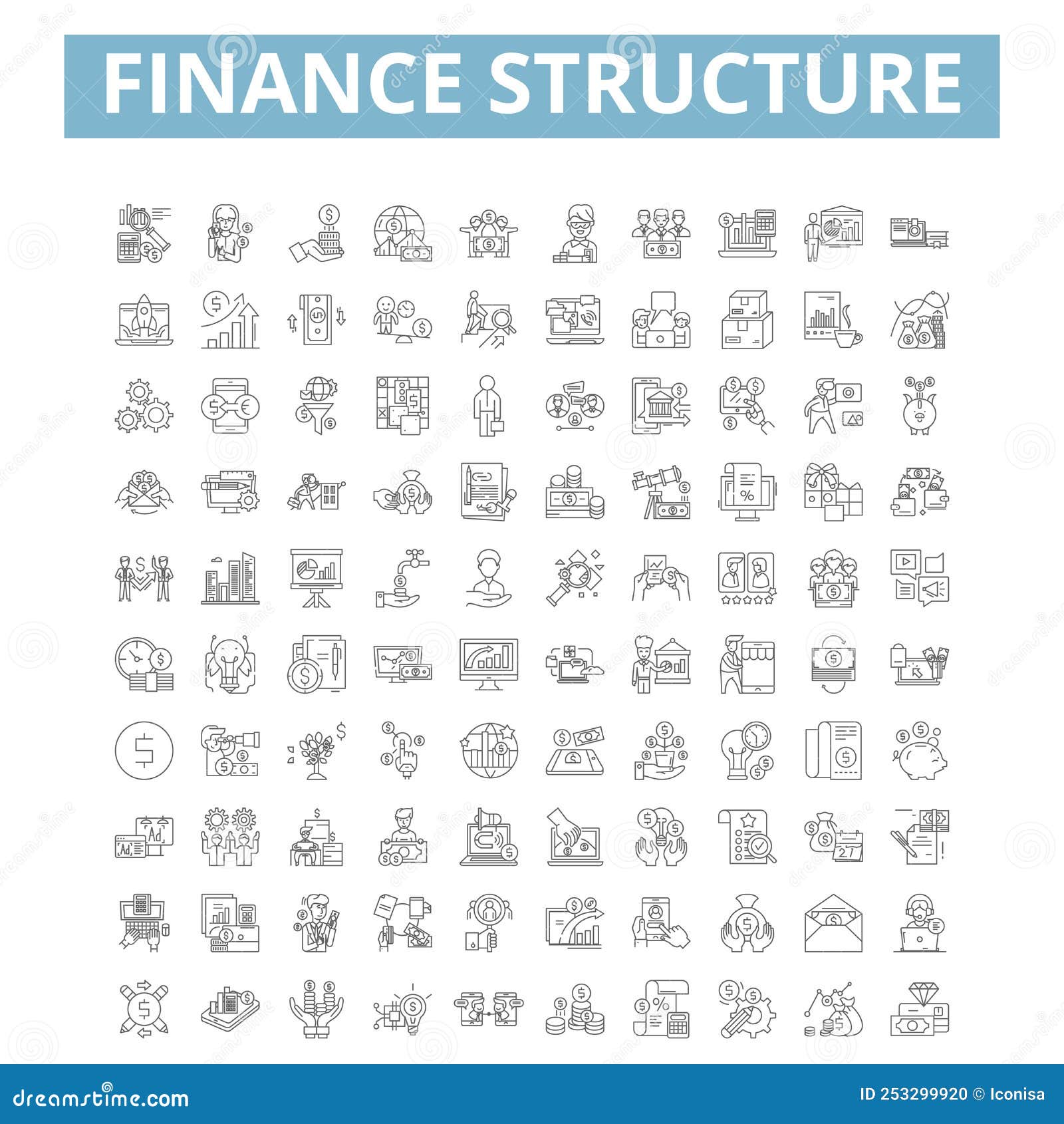 Finance Structure Icons, Line Symbols, Web Signs, Vector Set, Isolated ...