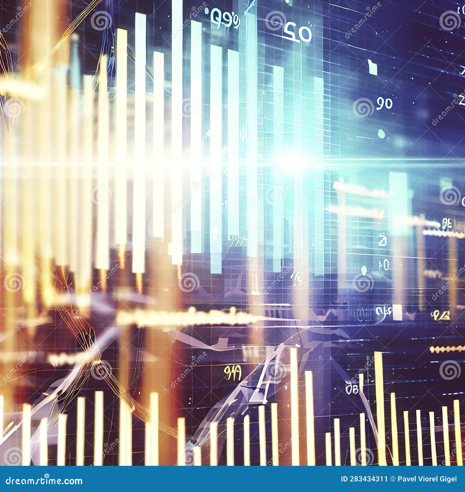 Finance Success, Analyzing Data with Glowing Abstract Computer Graphic ...