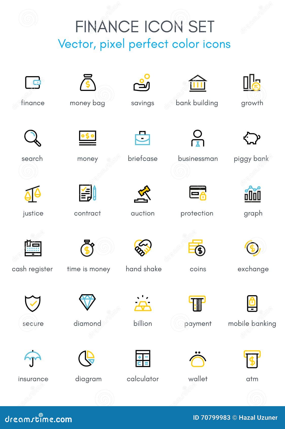 Finance Theme Line Icon Set. Stock Illustration - Illustration of ...
