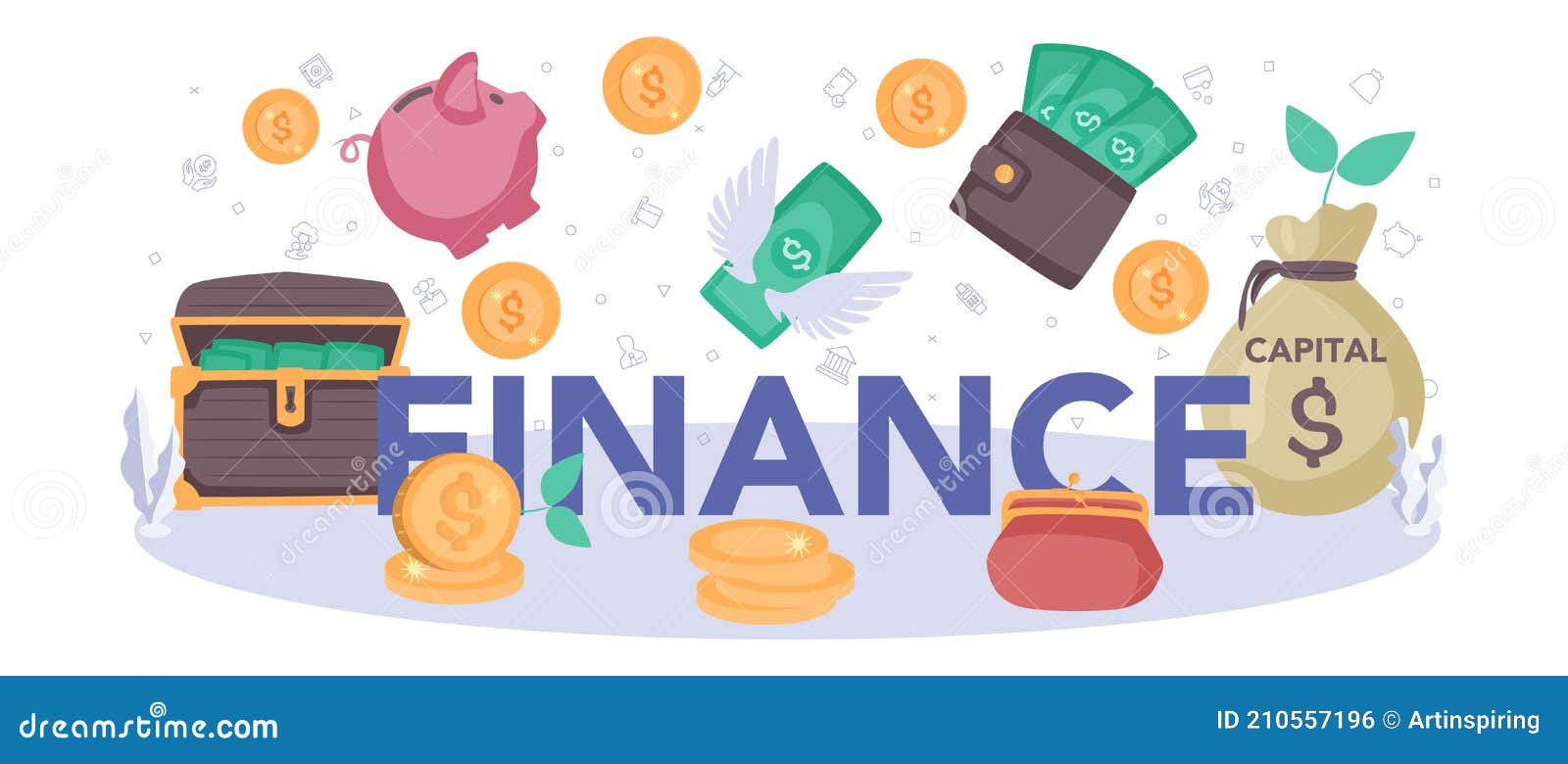 Finance Typographic Header. Business Character Making Banking Stock ...