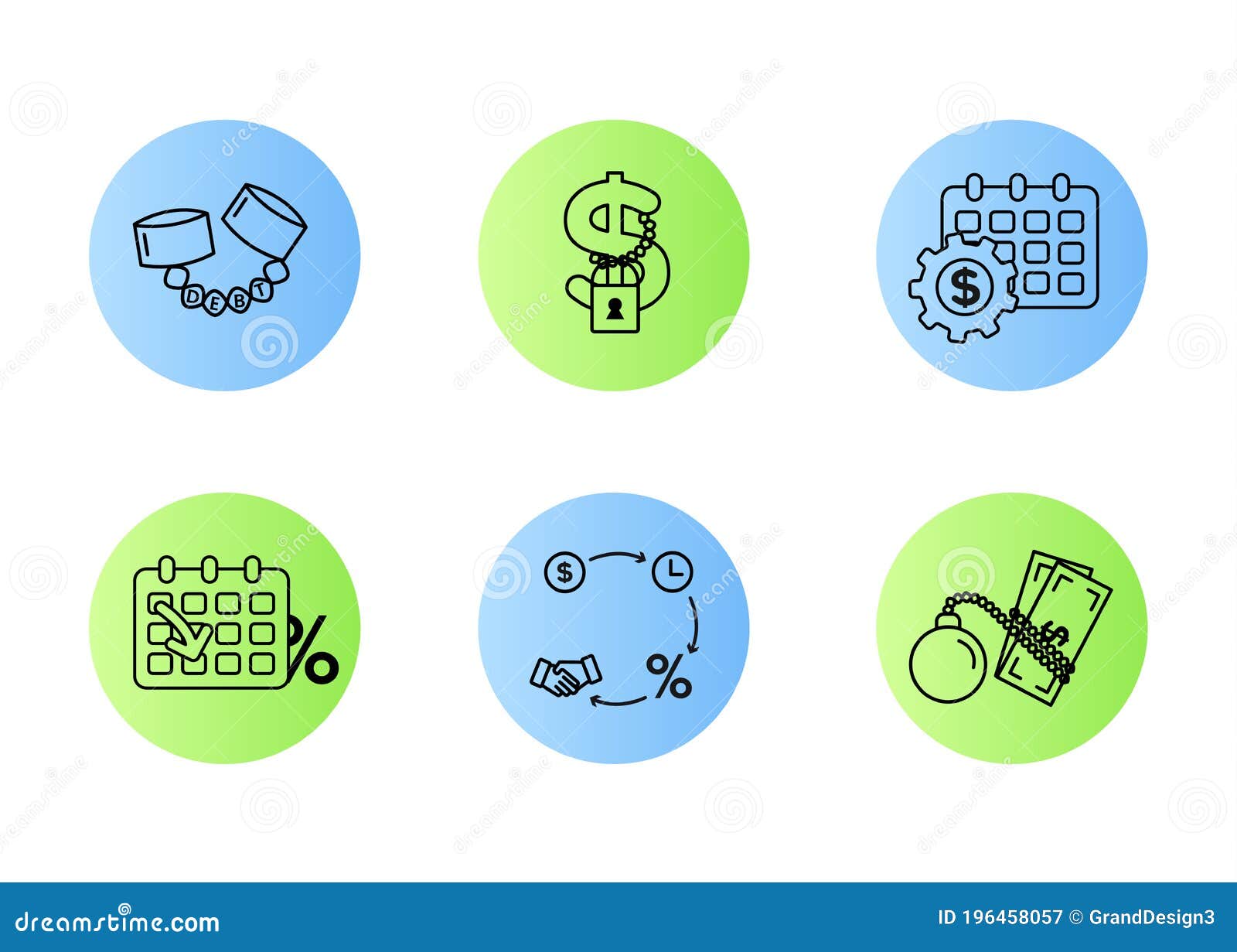 Finance. Vector Illustration Set of Debt Icons, Debt Restructuring ...