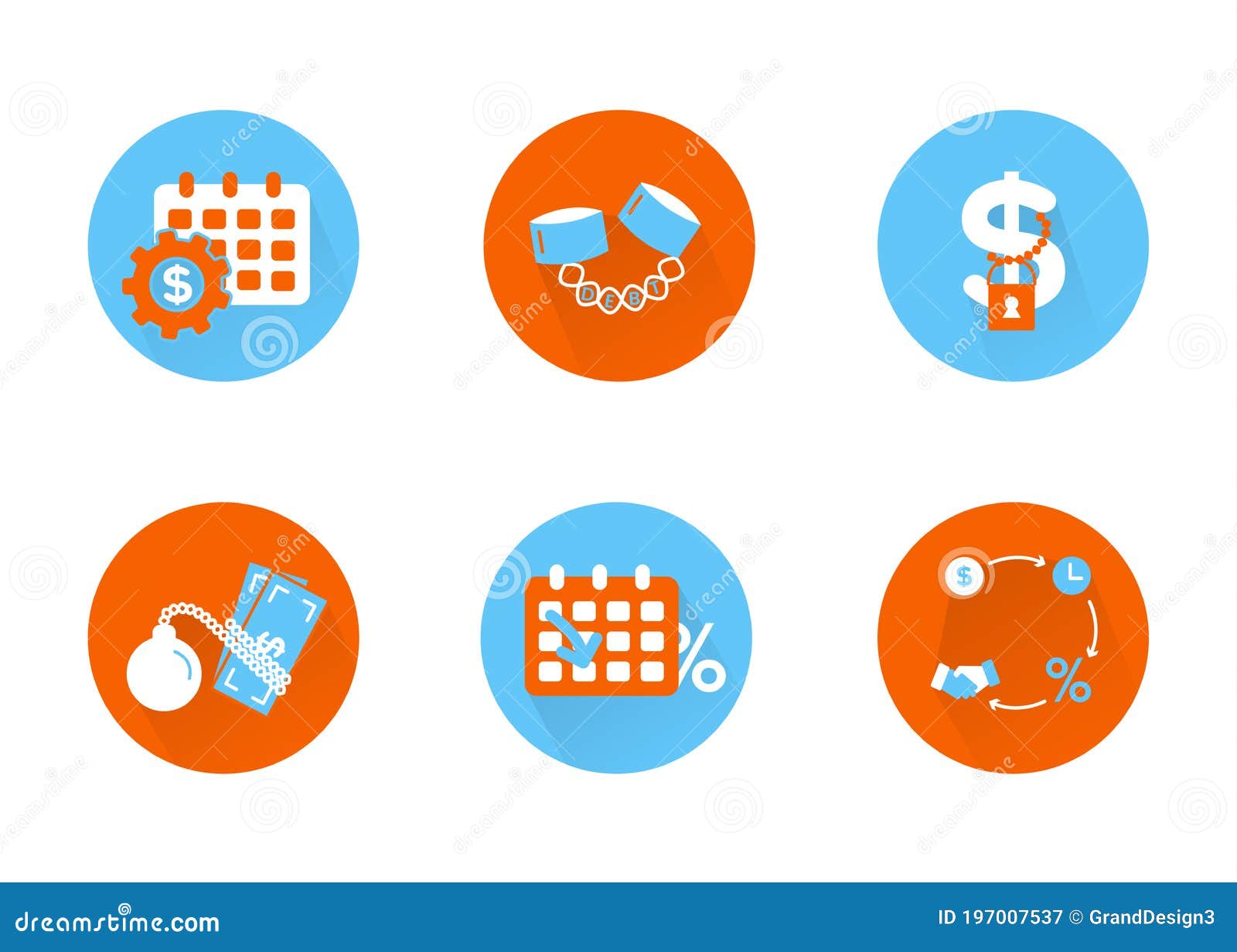 Finance. Vector Illustration Set of Debt Icons, Debt Restructuring ...