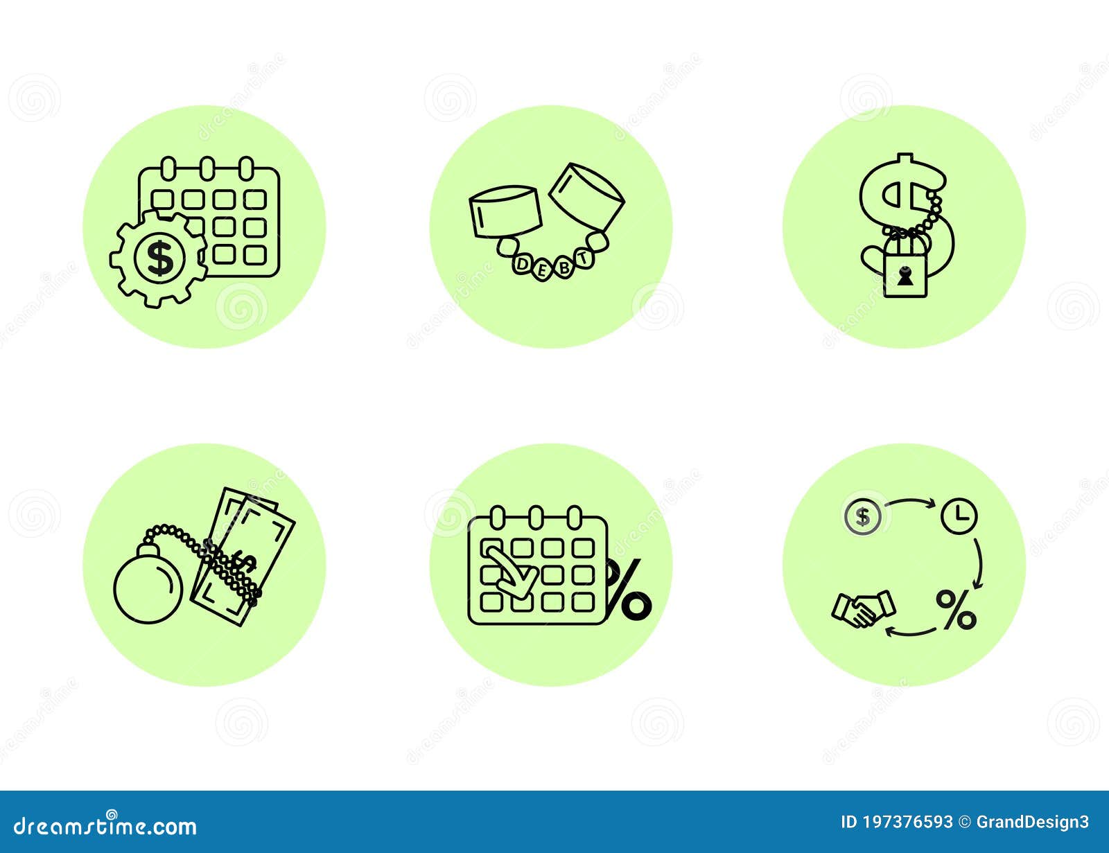 Finance. Vector Illustration Set of Debt Icons, Debt Restructuring ...