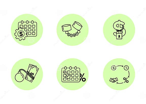 Finance. Vector Illustration Set of Debt Icons, Debt Restructuring ...
