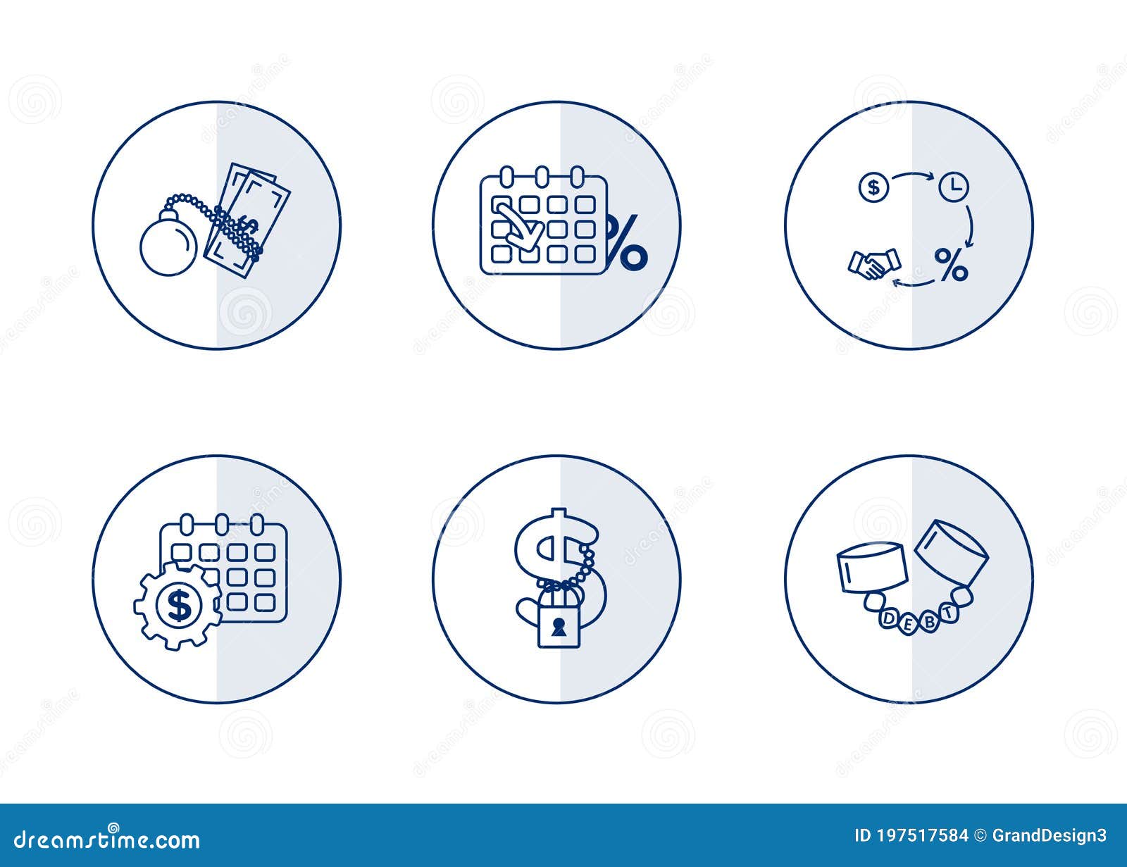 Finance. Vector Illustration Set of Debt Icons, Debt Restructuring ...