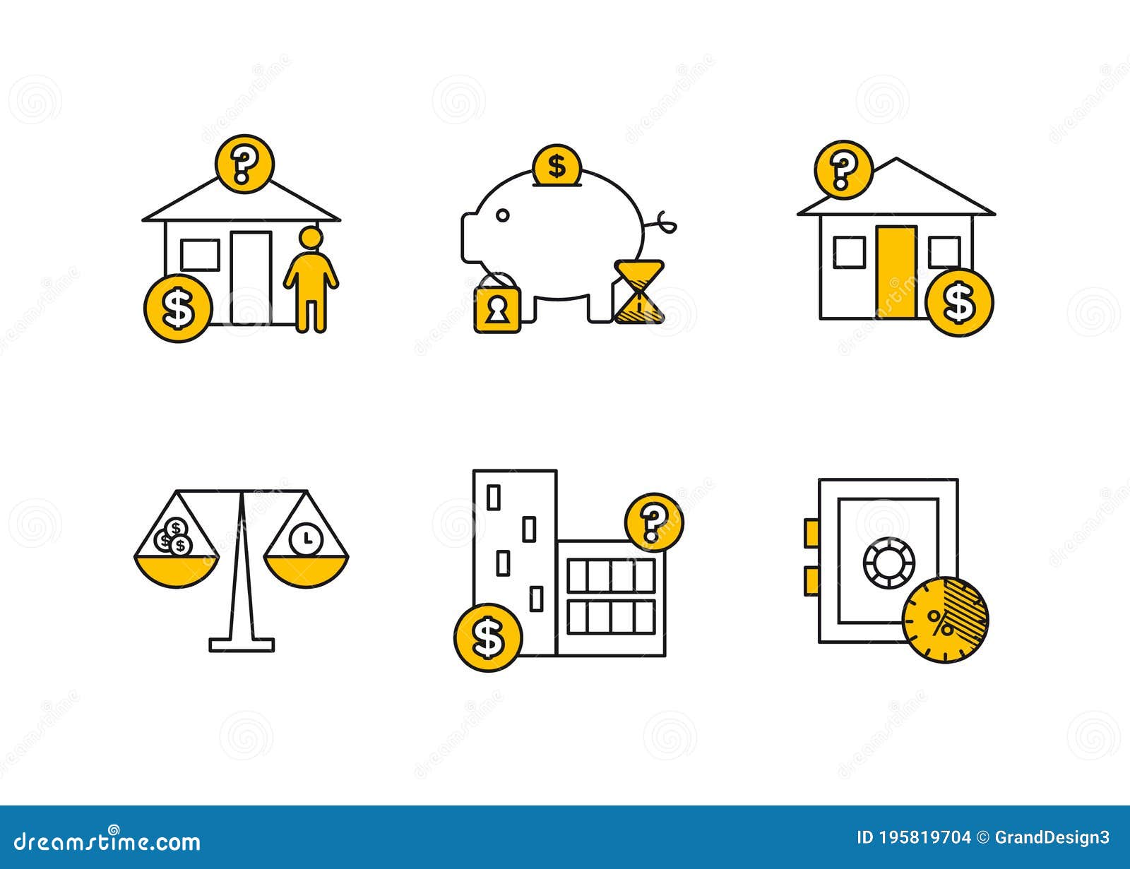 Finance. Vector Illustration Set of Depository Services Icons, Property ...