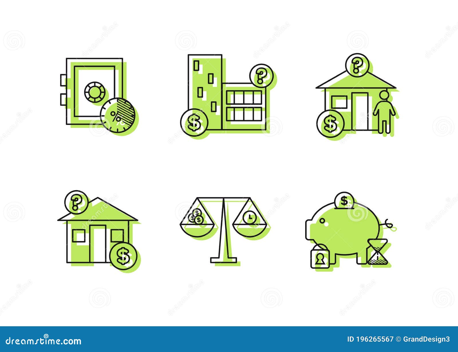 Finance. Vector Illustration Set of Depository Services Icons, Property ...