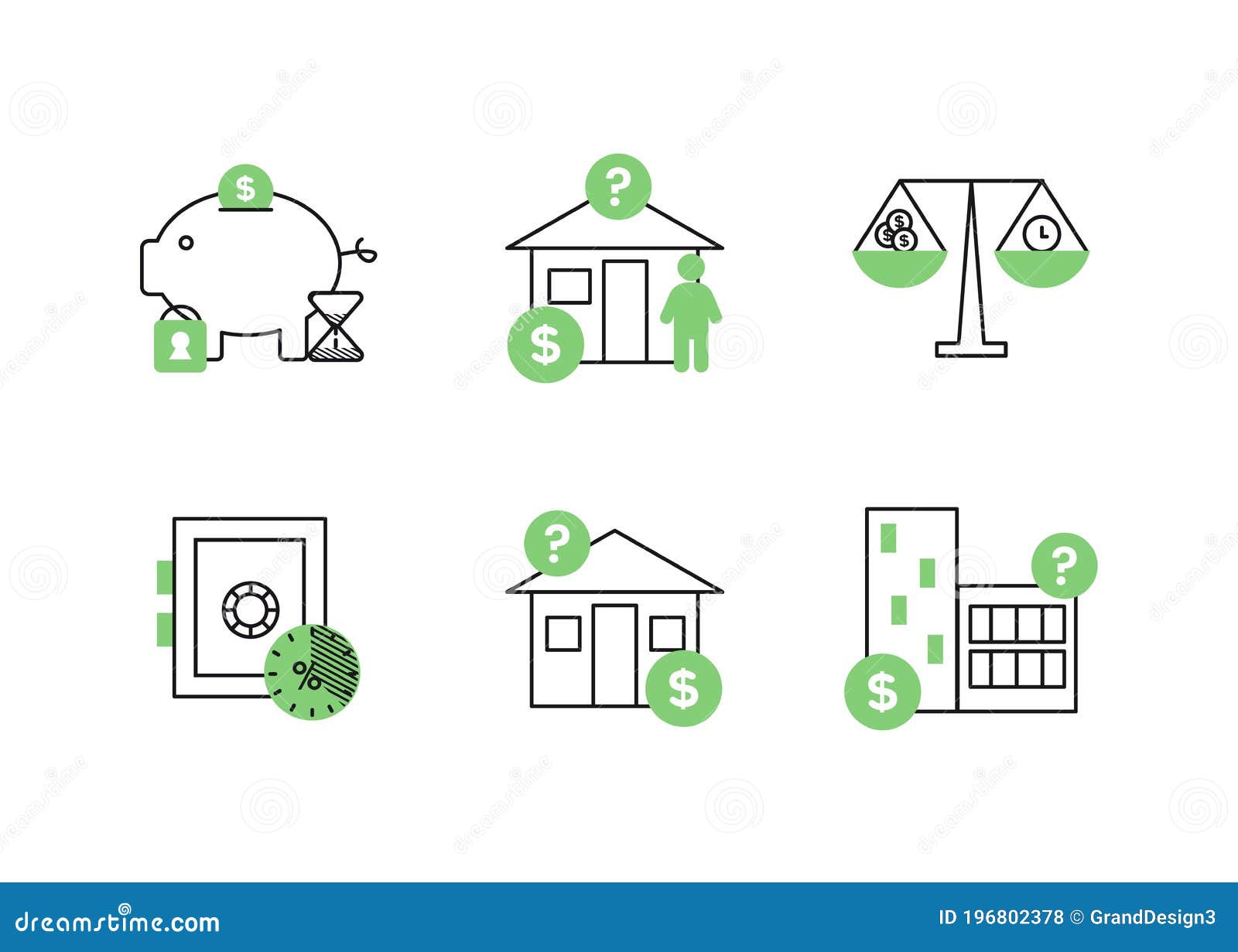 Finance. Vector Illustration Set of Depository Services Icons, Property ...