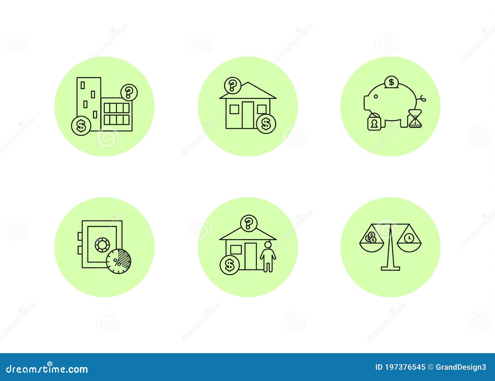 Finance. Vector Illustration Set of Depository Services Icons, Property ...