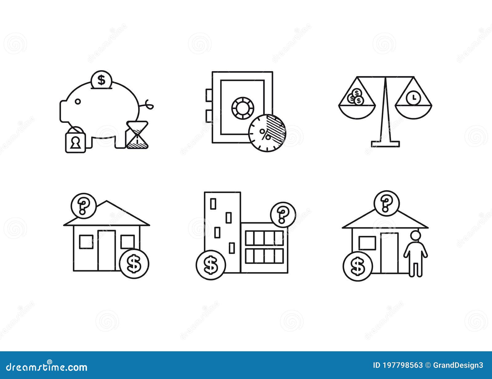 Finance. Vector Illustration Set of Depository Services Icons, Property ...