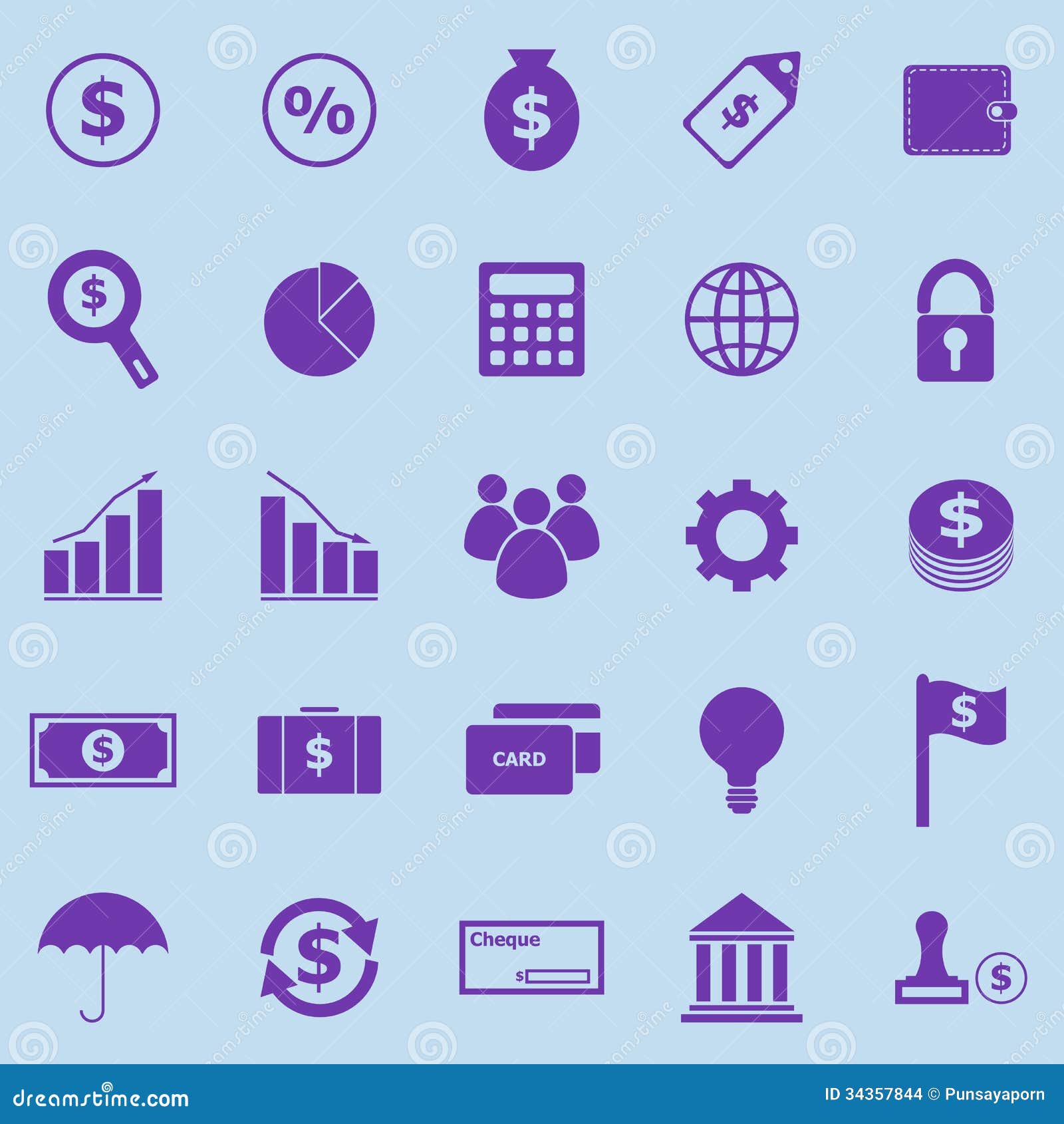 Finance Violet Icons on Blue Background Stock Vector - Illustration of ...