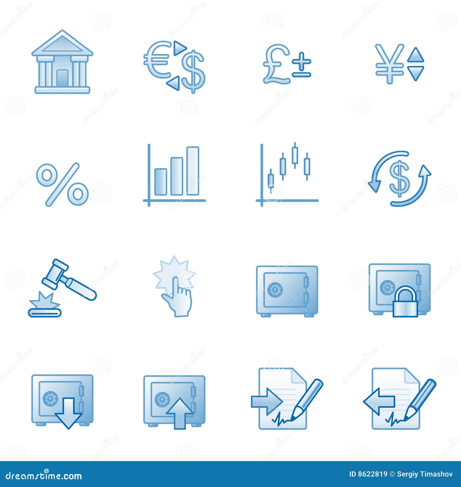 Finance Web Icons, Blue Series Stock Vector - Illustration of button ...