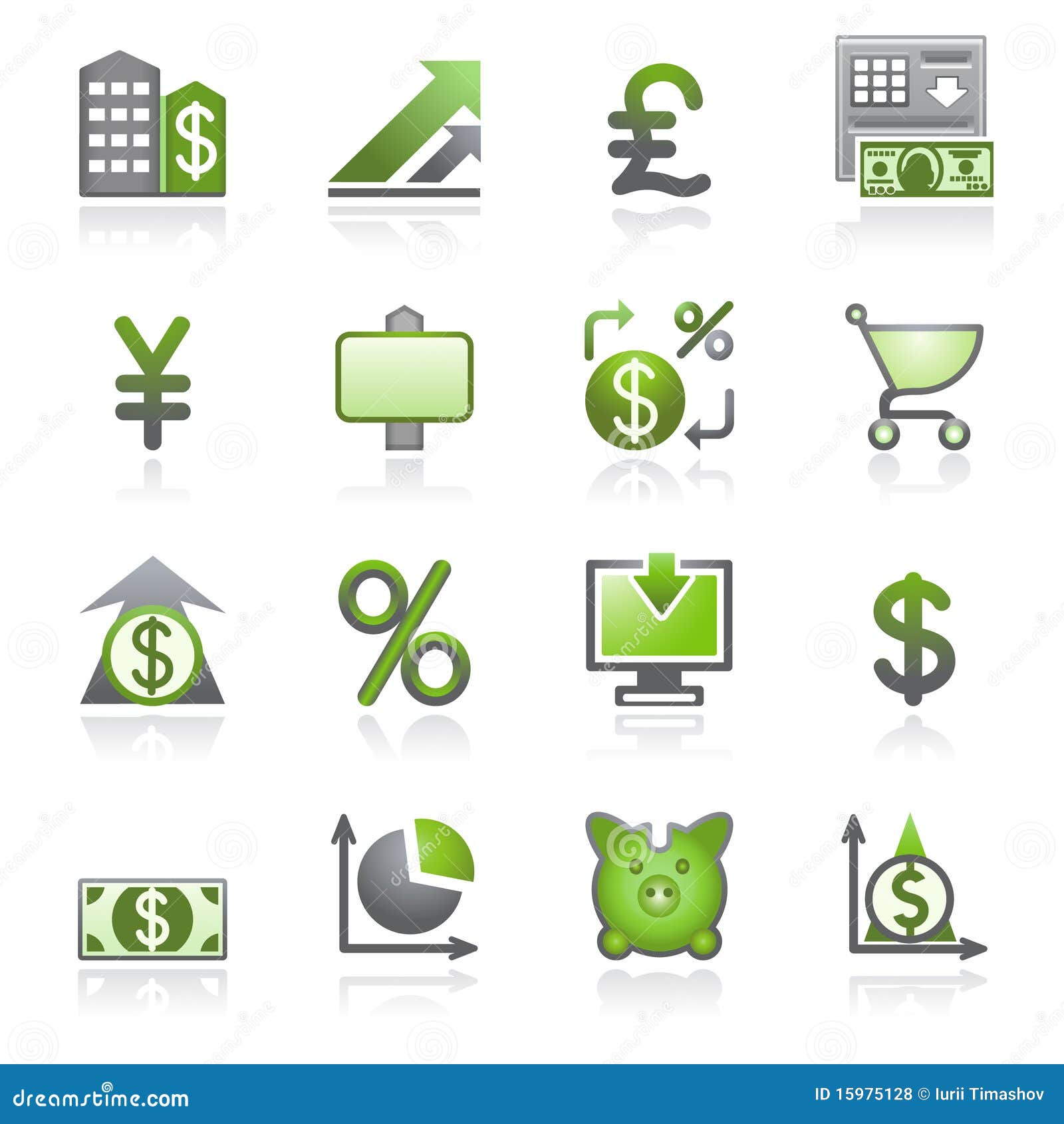 Finance Web Icons. Gray and Green Series. Stock Vector - Illustration ...