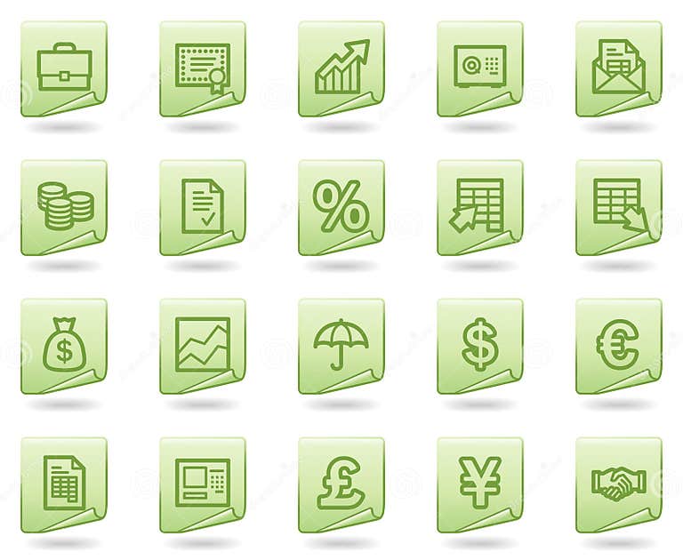 Finance Web Icons, Green Document Series Stock Vector - Illustration of ...
