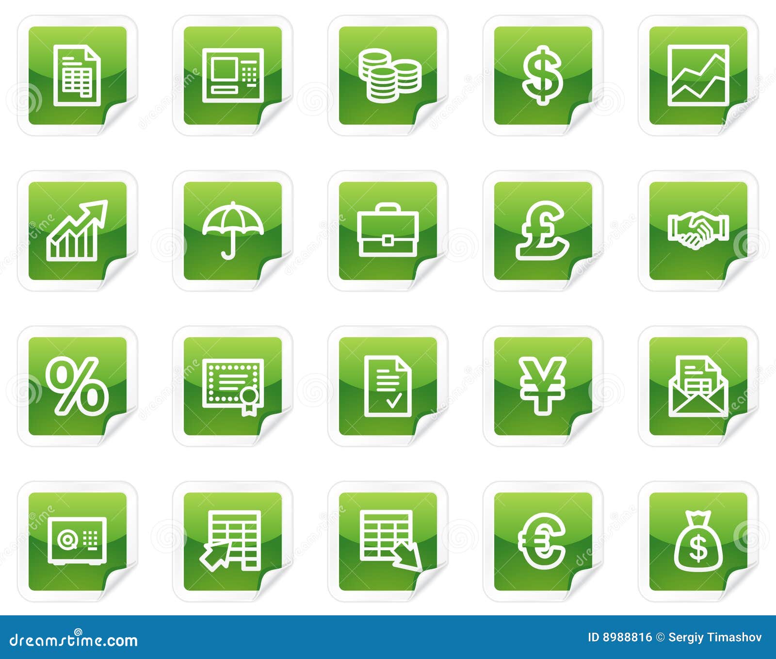Finance Web Icons, Green Sticker Series Stock Vector - Illustration of ...