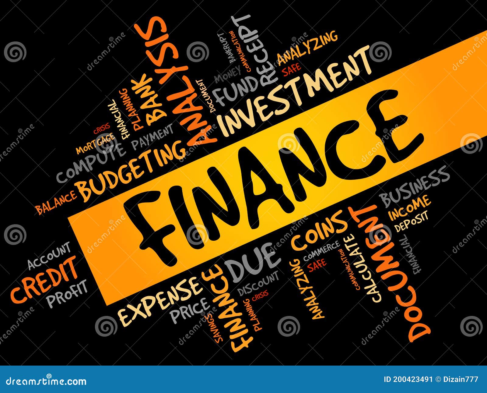 FINANCE word cloud stock illustration. Illustration of funds - 200423491