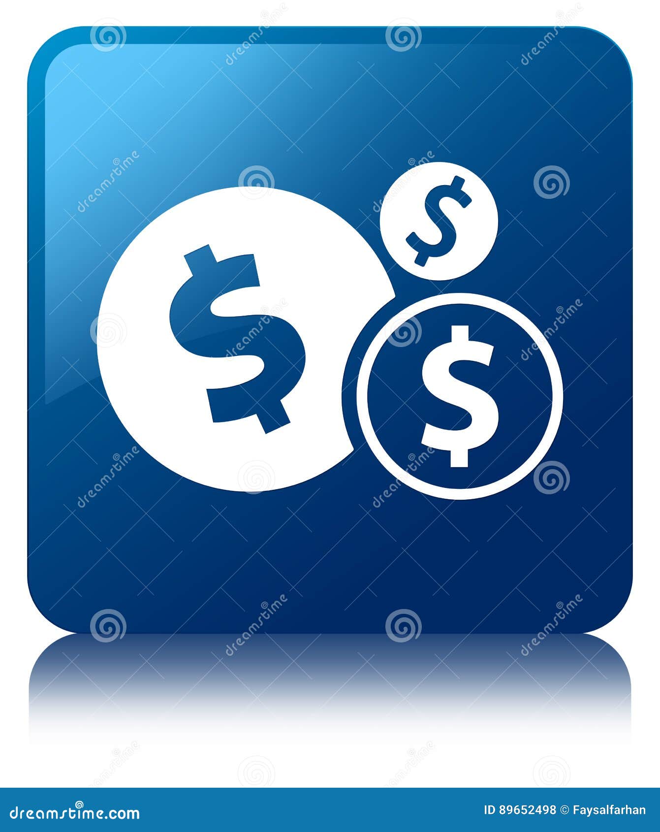 Finances Dollar Sign Icon Blue Square Button Stock Illustration ...